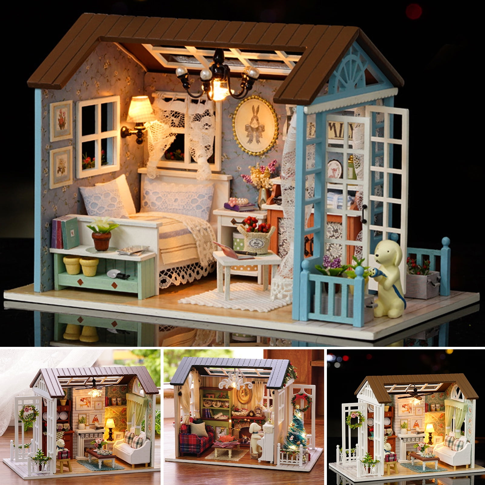 Hesroicy Miniature Dollhouse with Light Eye-catching Lightweight ...