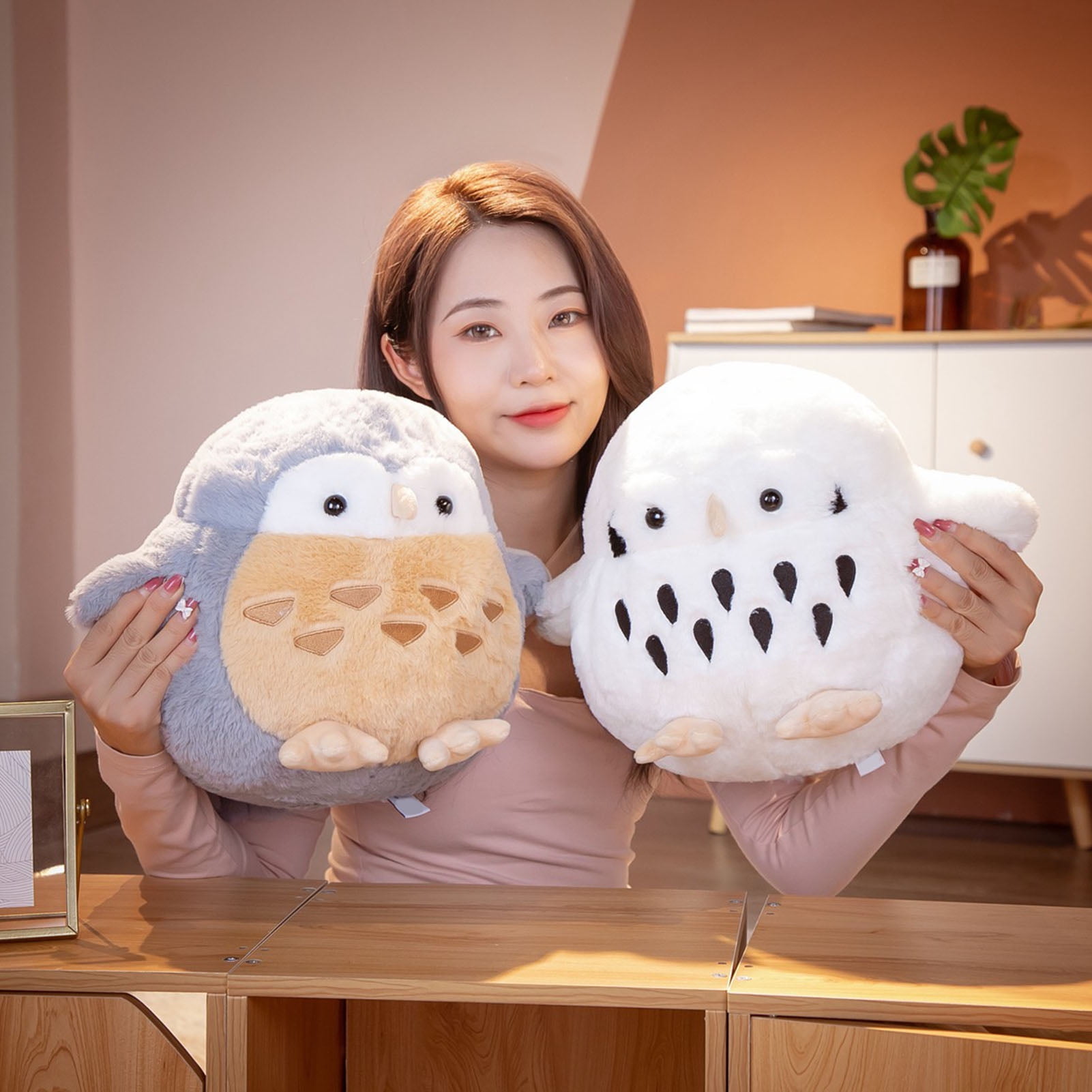 Hesroicy Owl Plush Toy PP Cotton Filling 3D Eyes Cute Animal Doll ...