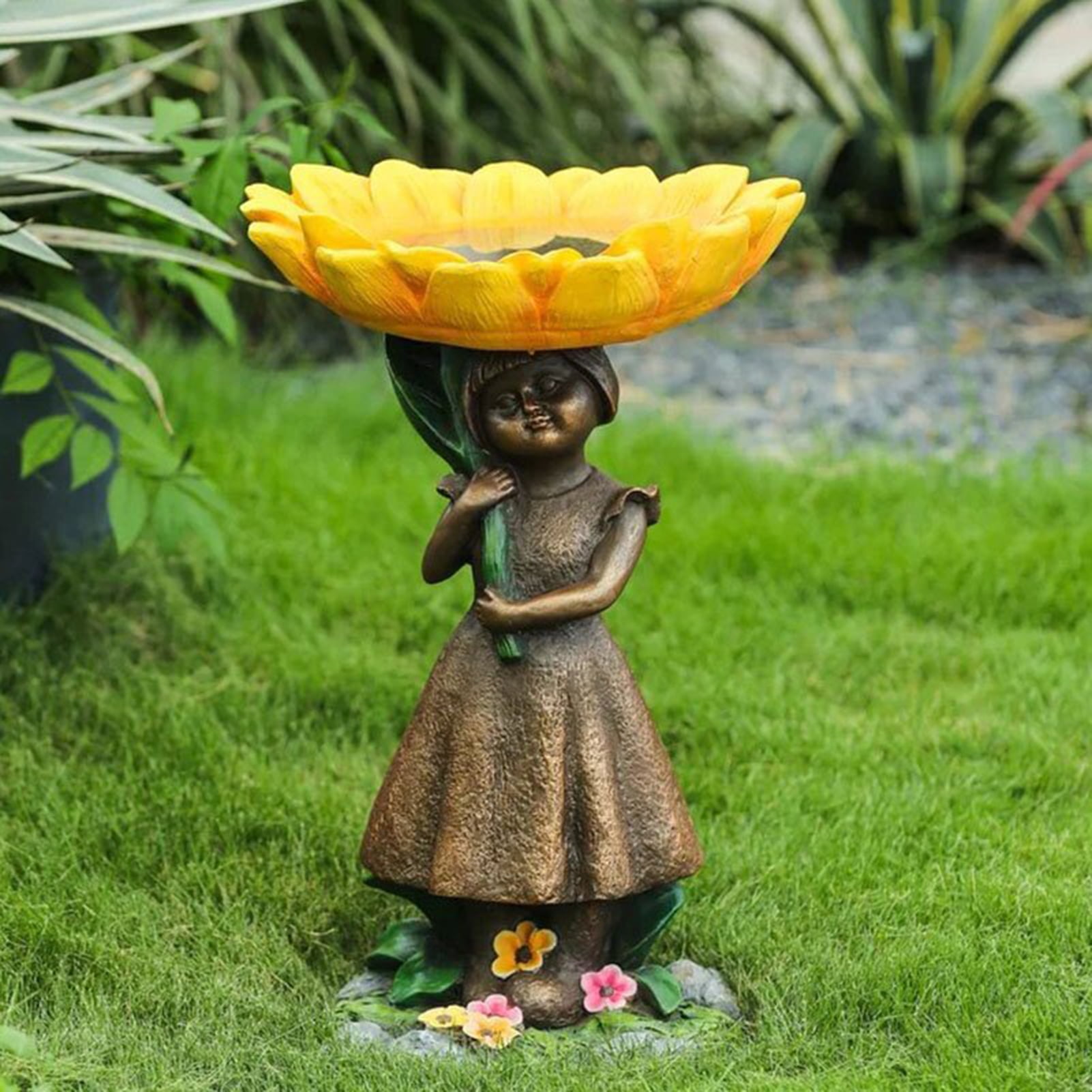 Hesroicy Resin Statue Sturdy Waterproof Yellow Sunflower Decor Eco ...