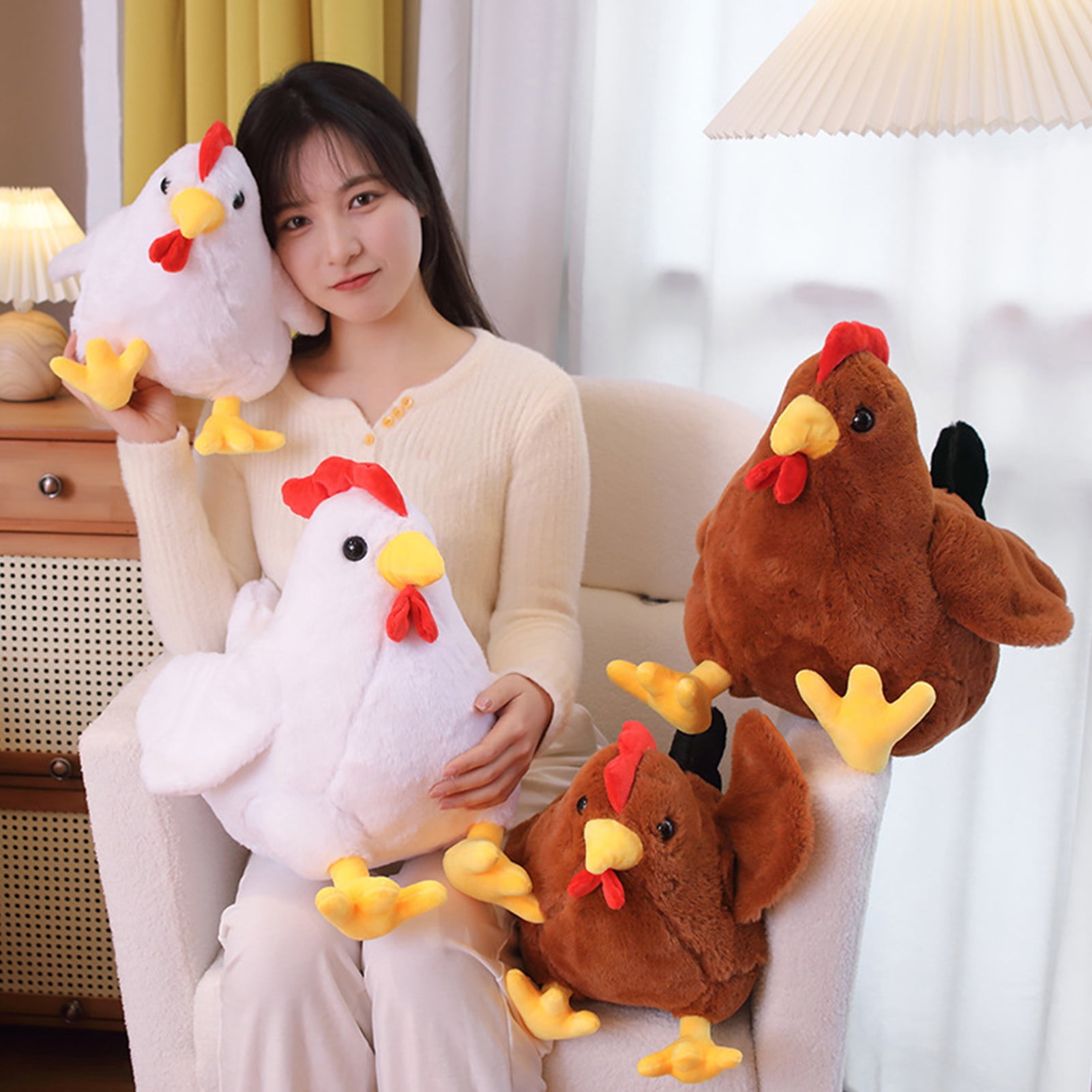 Hesroicy Rooster Plush Toy Cotton Filled Lovely Simulation Poultry Doll ...