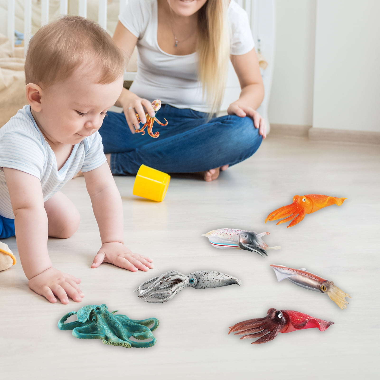 Hesroicy Sea Animal Model Miniature Simulated Octopus Squid Belemnite ...