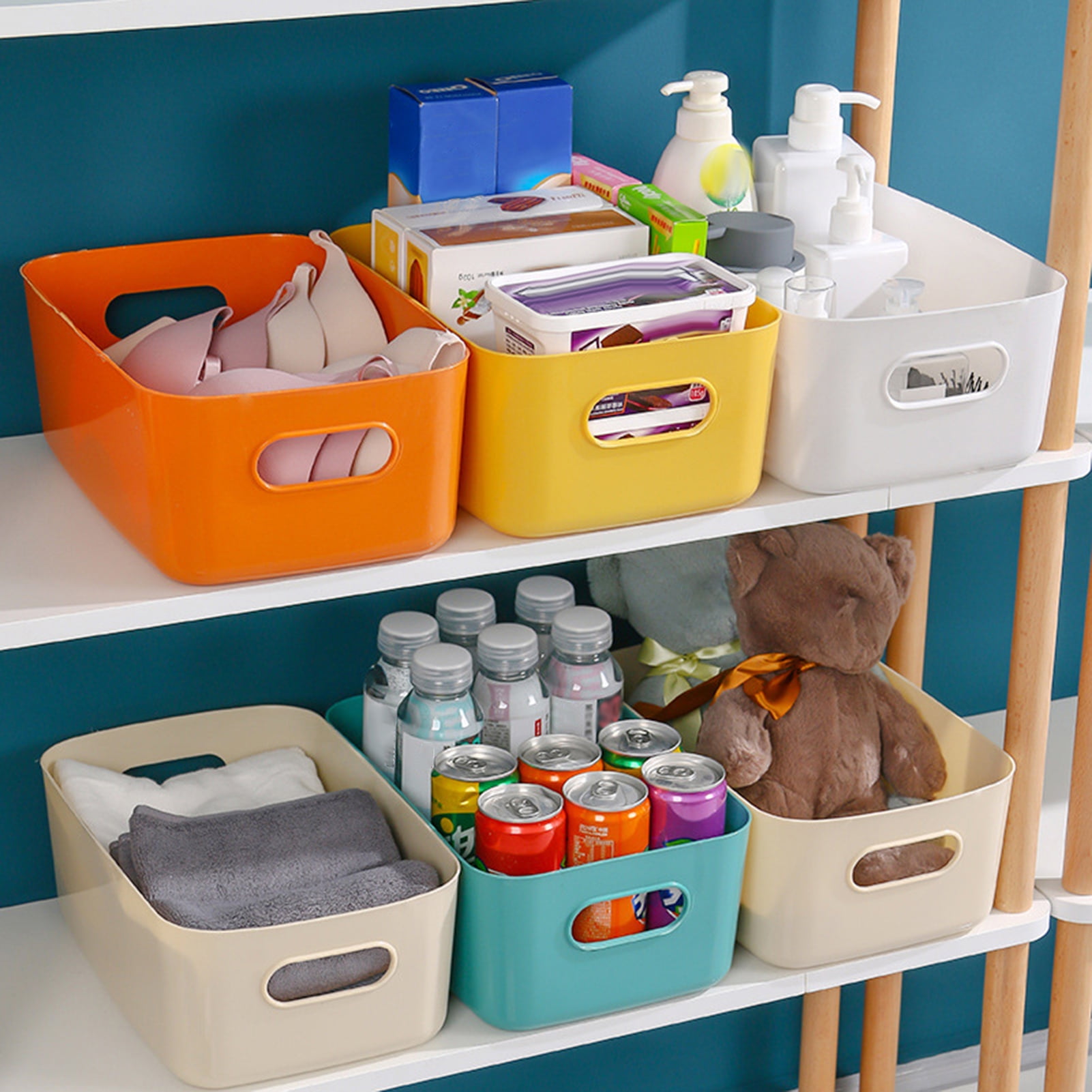 Hesroicy Storage Container Smooth Surface Handle Design Solid Color ...