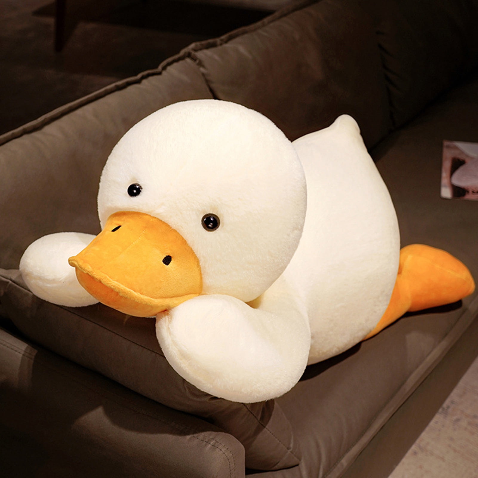 Hesroicy Stuffed Duck Pillow Cute 3D Eyes Flat Mouth White Duck Plushies Ornament Super Soft ...