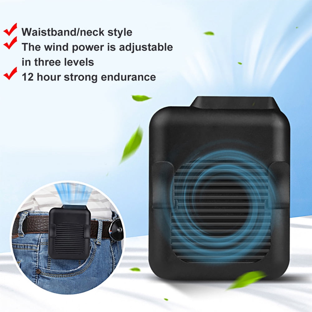 Hesroicy Summer Portable USB Hanging Clip on Waist Belt Neck Hands-free ...