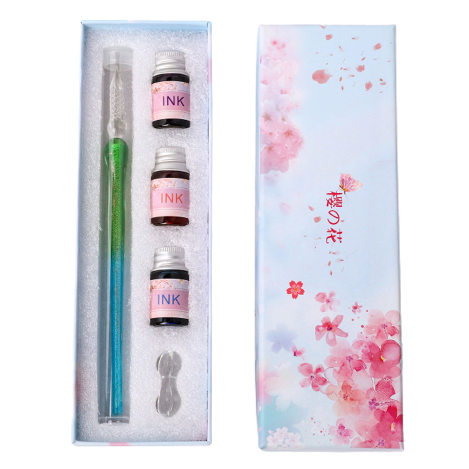 Hesroicy Translucent Cherry Blossom Decor Dip Pen Set - Paillette Print ...