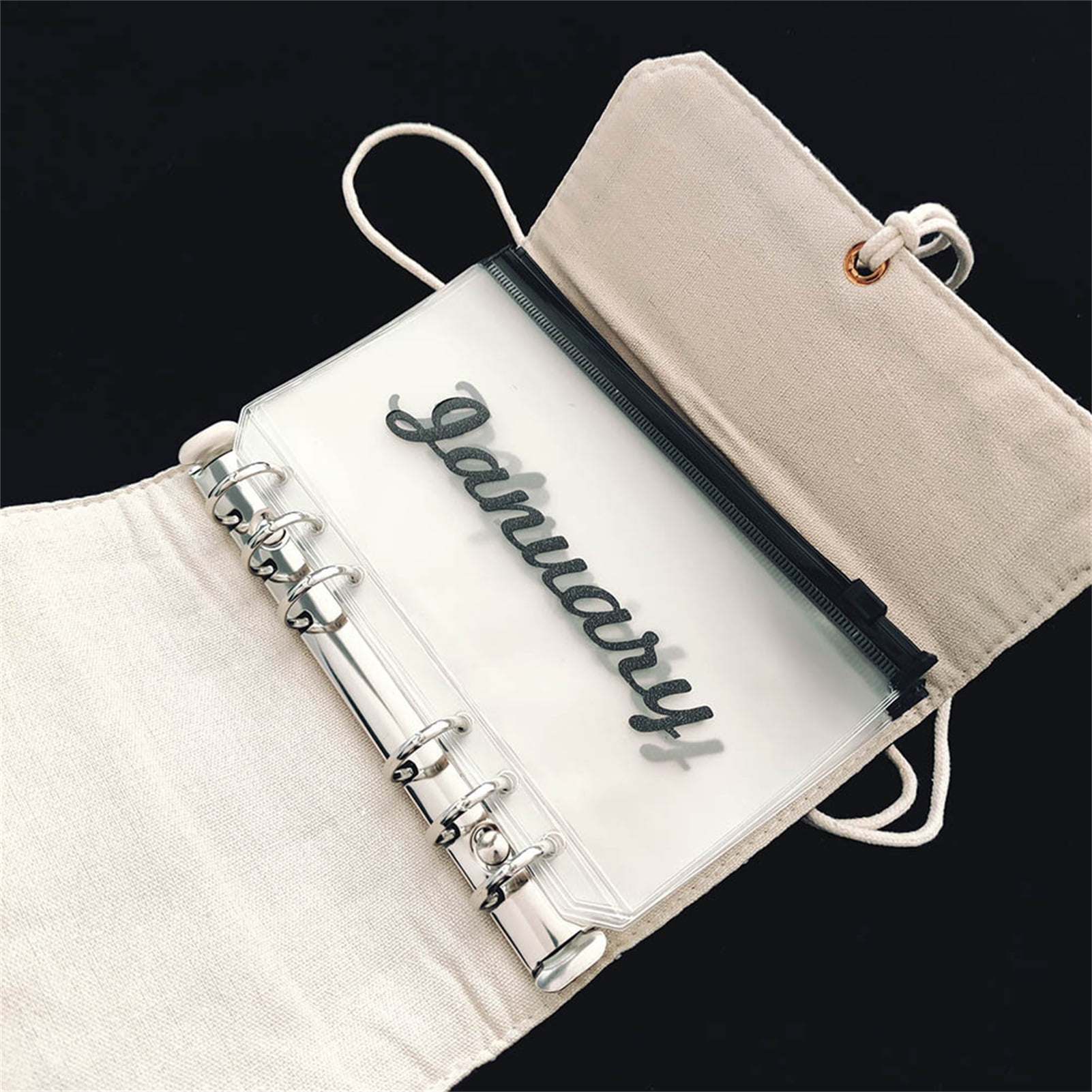 Hesroicy Transparent Zipper Bag - Multifunctional, 6 Holes, Bills ...
