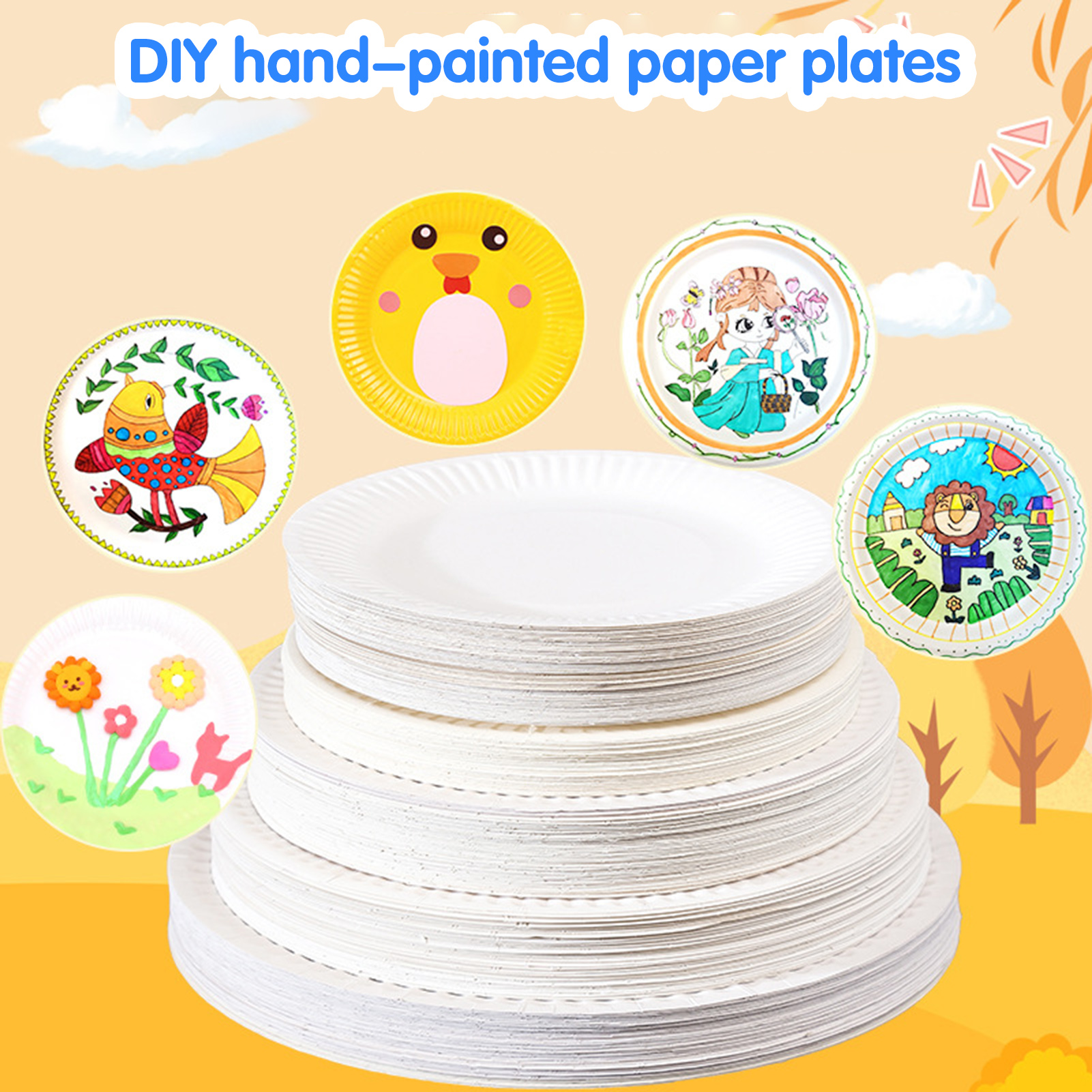 Hesroicy Uncolored Painting Plate Set - Paintable White, 6/7/8/9 Inches ...
