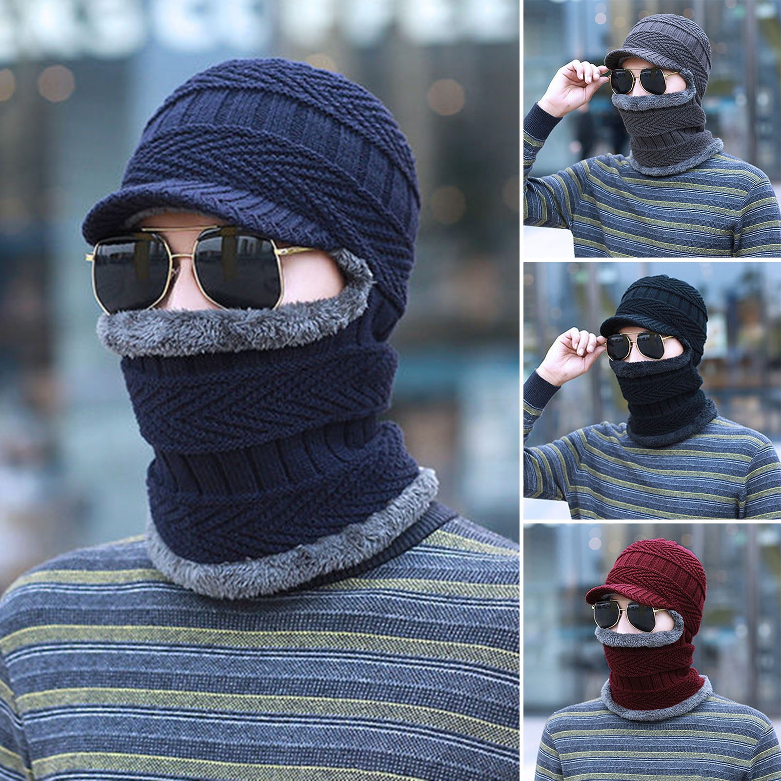 Hesroicy Winter Hat Knitting Neck Brace Yarn Padded Knitted Neck ...