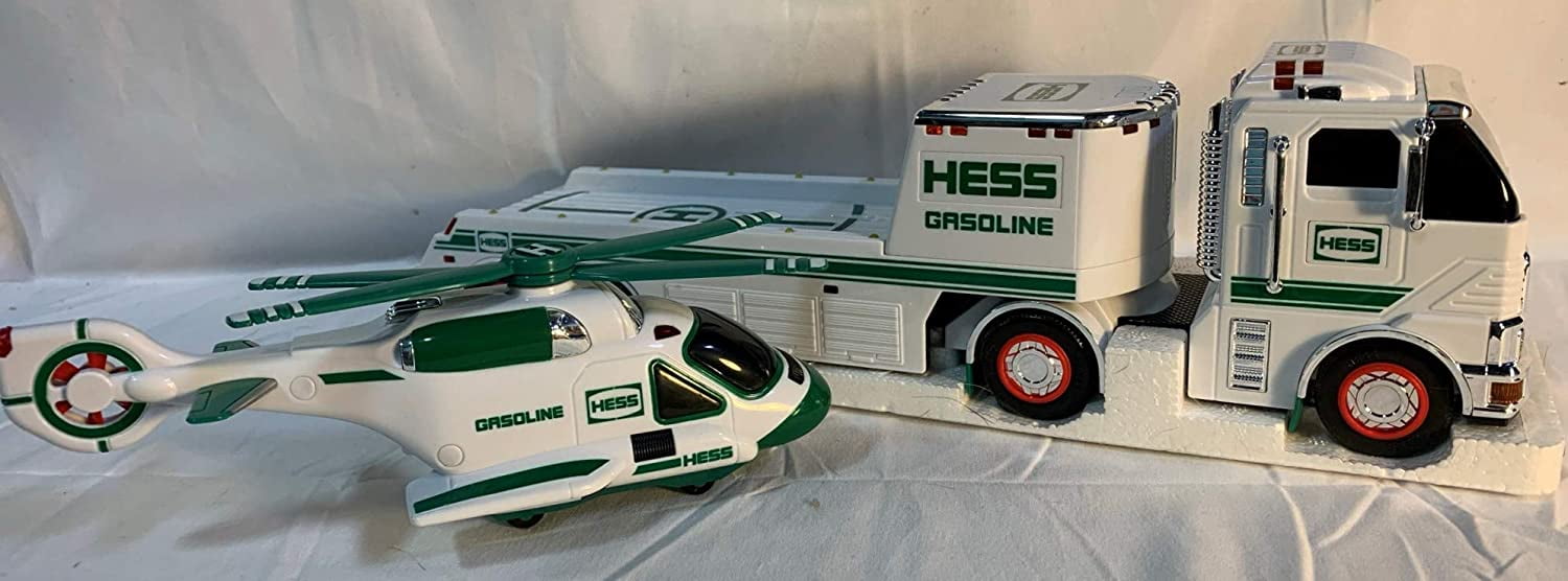 Hess 2006 Toy Truck and Helicopter with Flashing Headlights and Flatbed ...