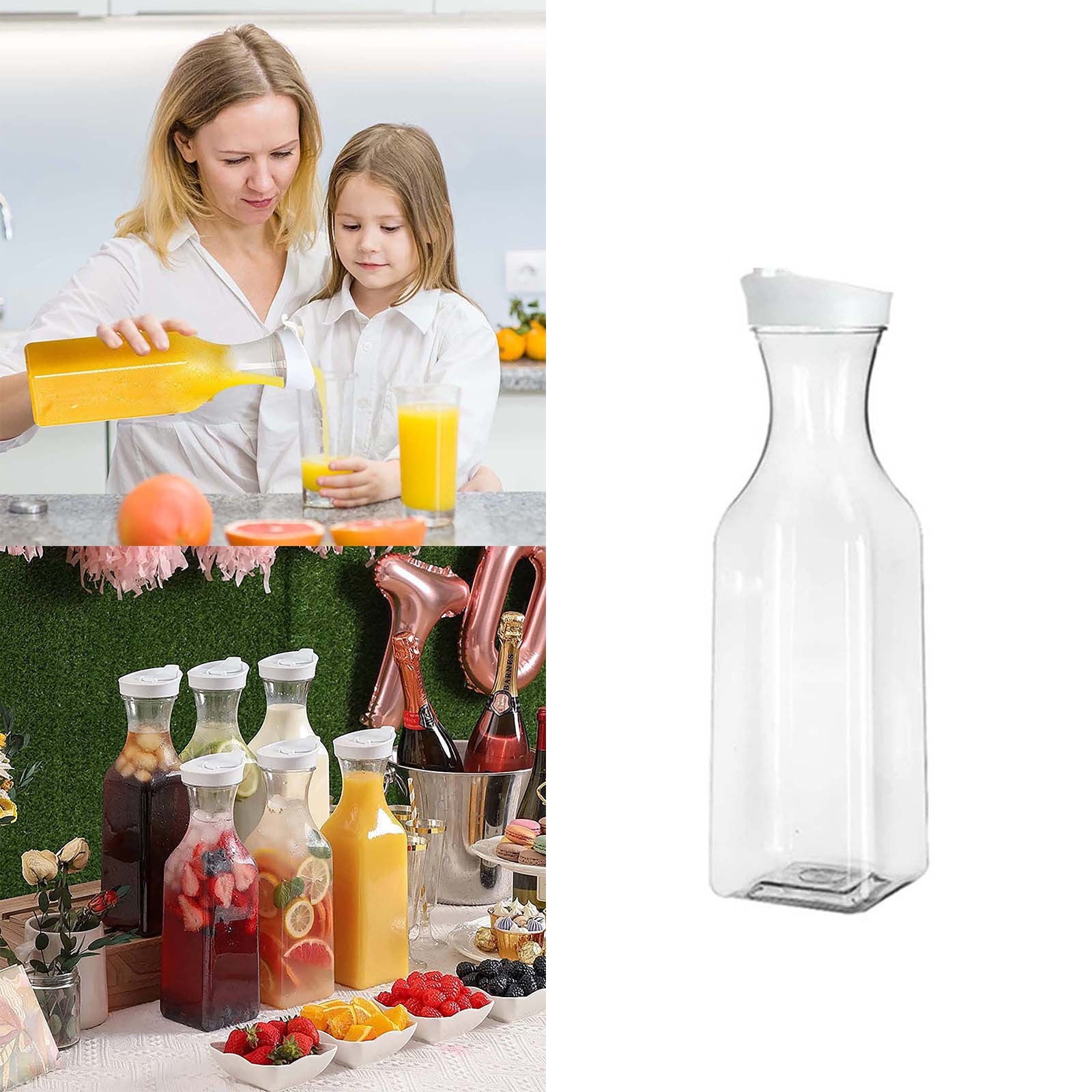 wileqep 50oz Juice Carafe with Black Lids Carafes for Mimosa Bar, Drink ...