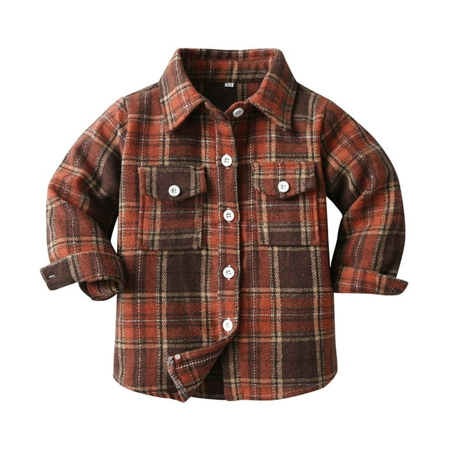 Hessimy Baby Boys Flannel Shirt Toddler Long Sleeve Button Down Buffalo Plaid Shirt Little Boys ...