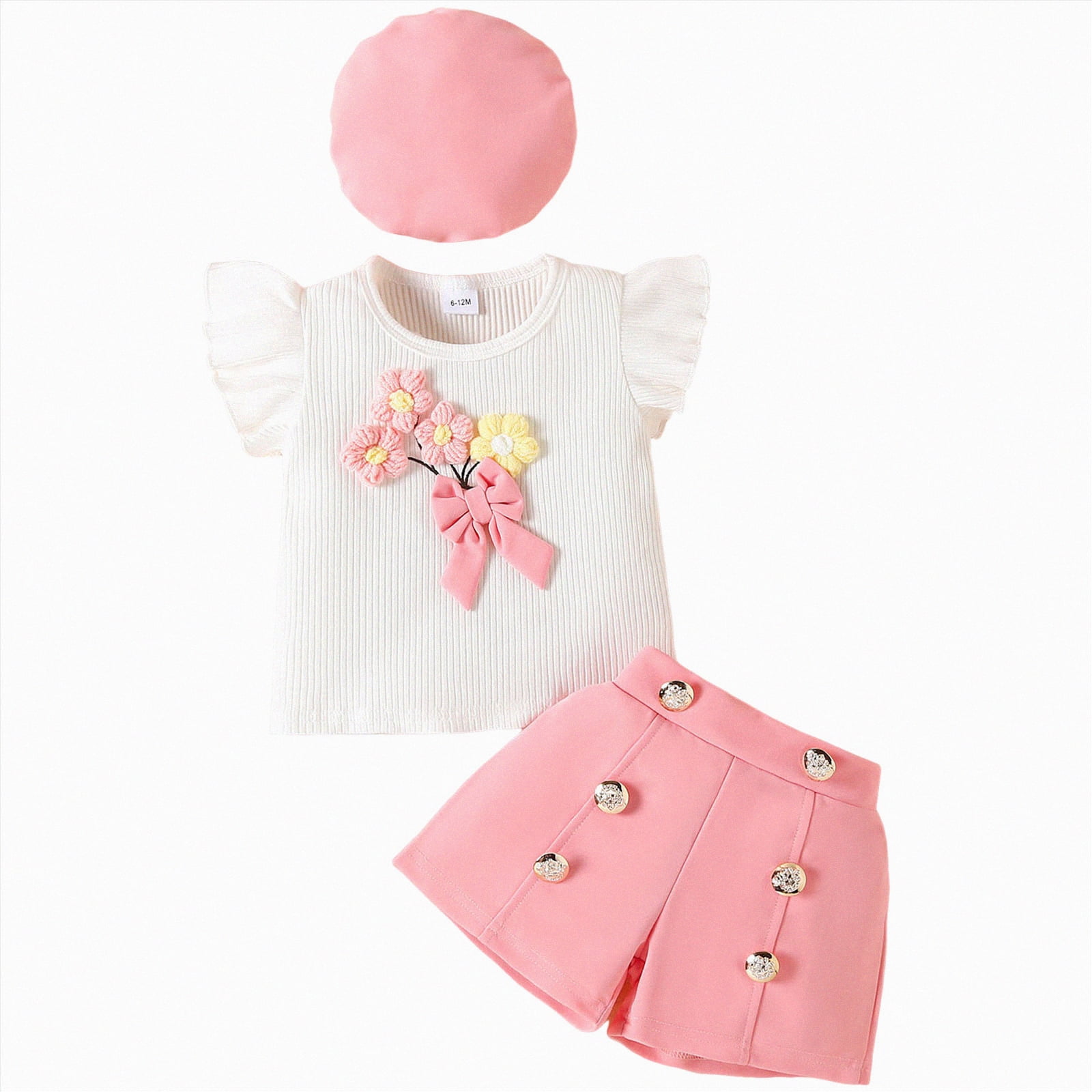 Hessimy Baby Girl Outfit Tops and Shorts Set Toddler Girl Spring Summer ...