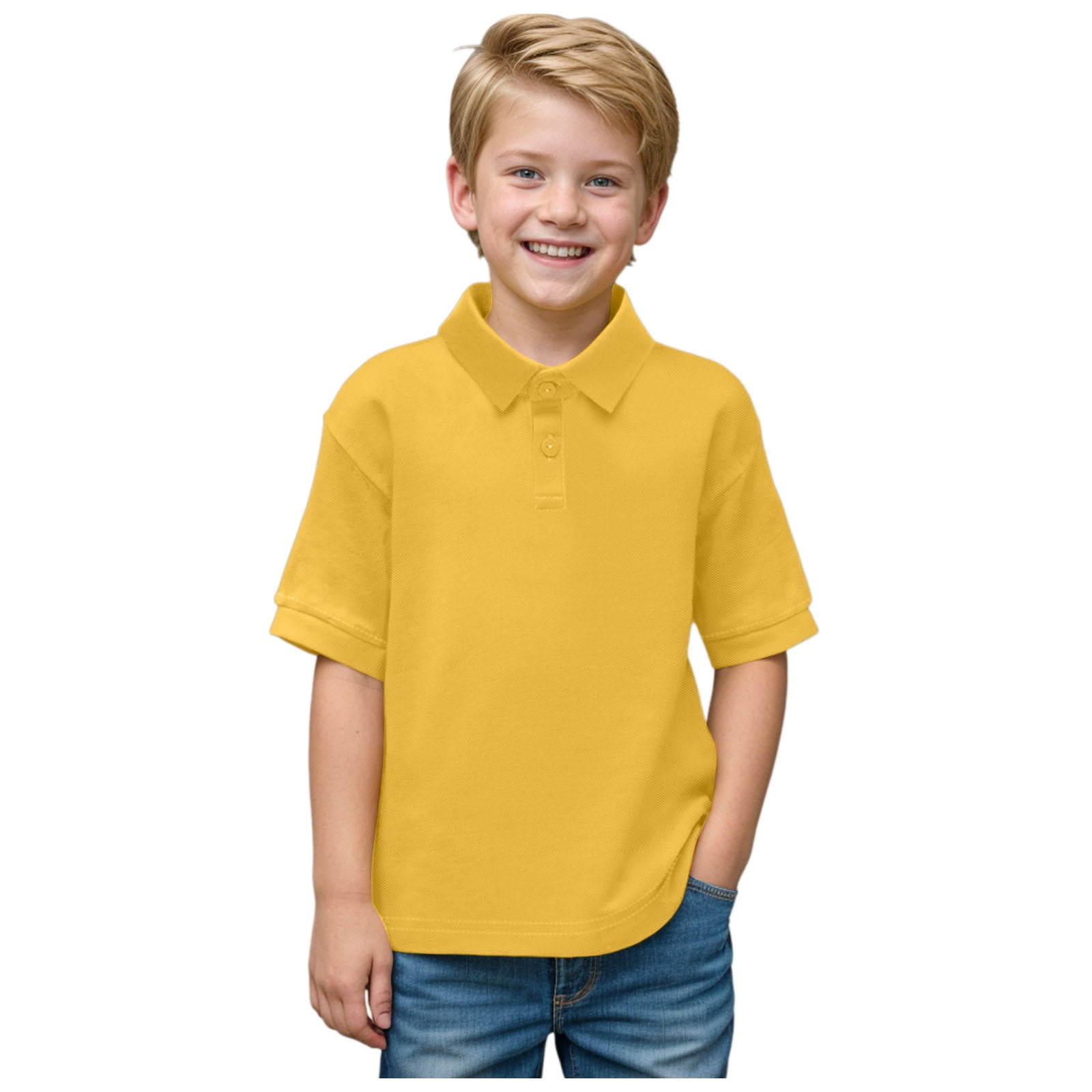 Hessimy Boys' School Uniform Short Sleeve Polo Shirt, Button Closure ...