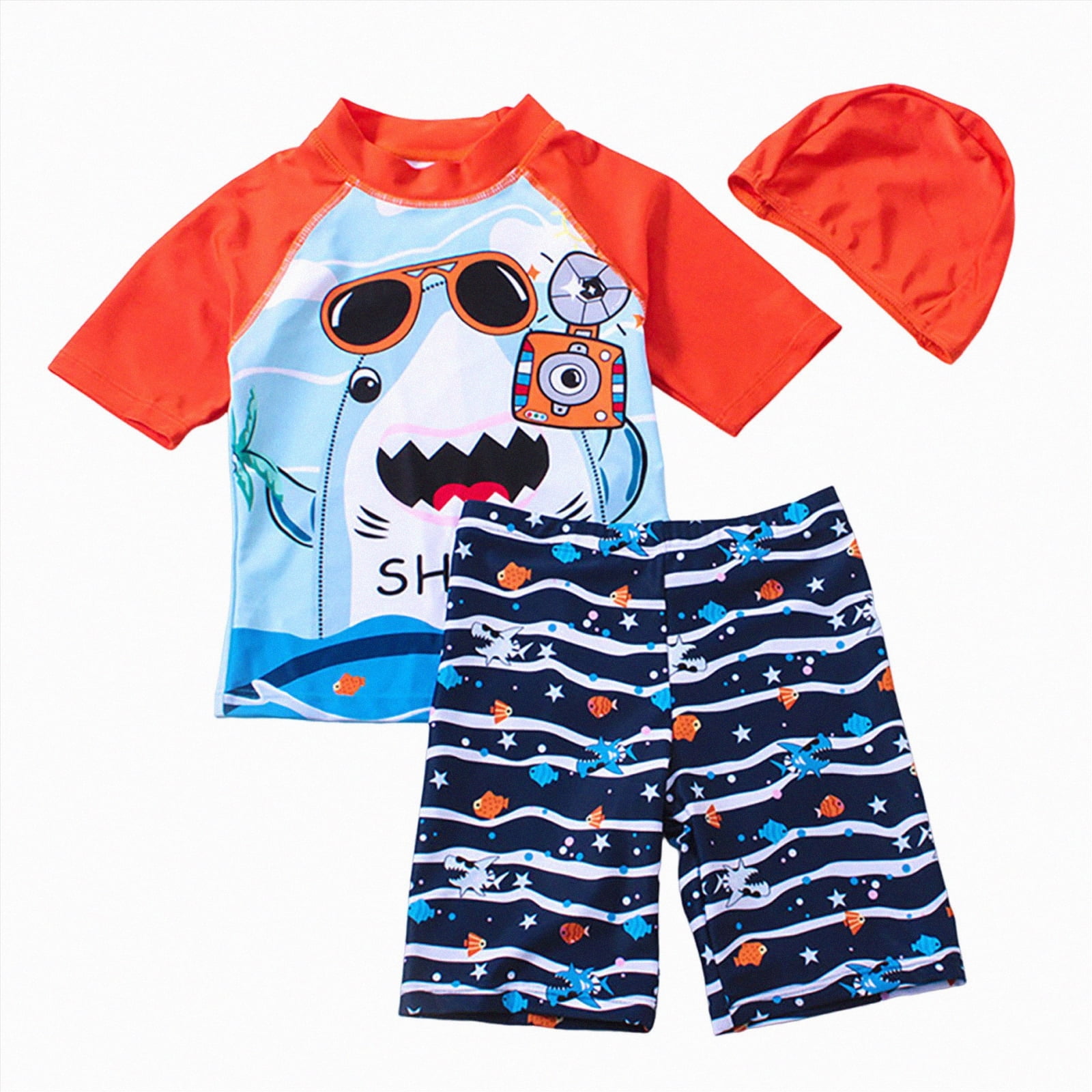 Hessimy Boys Swim Set - UPF 50+ Swim Trunks and Rash Guard for Boys ...