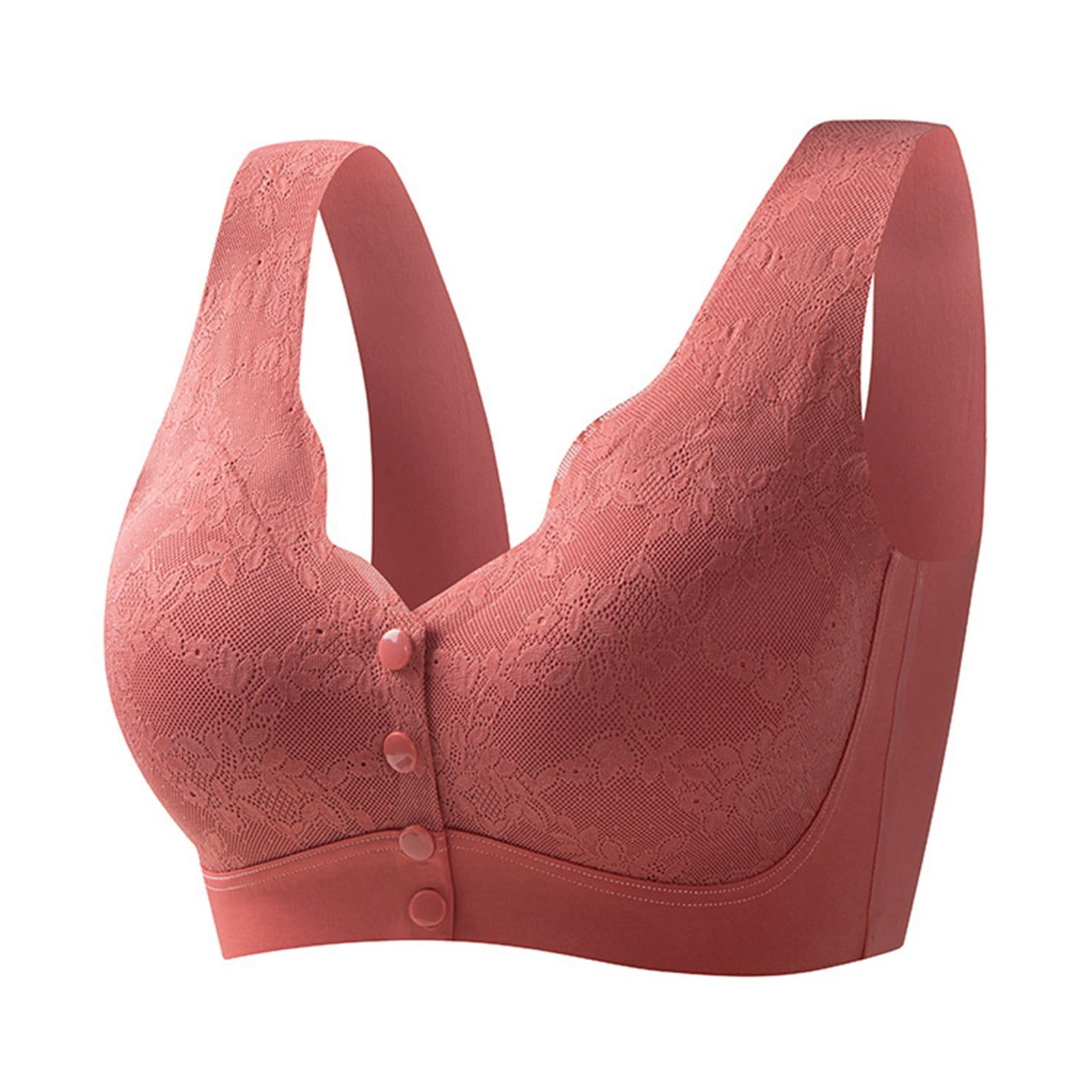 Hessimy Comfortable Front Closure Bras Comfortable Bra For Seniors Daisy Bra For Older Womenred