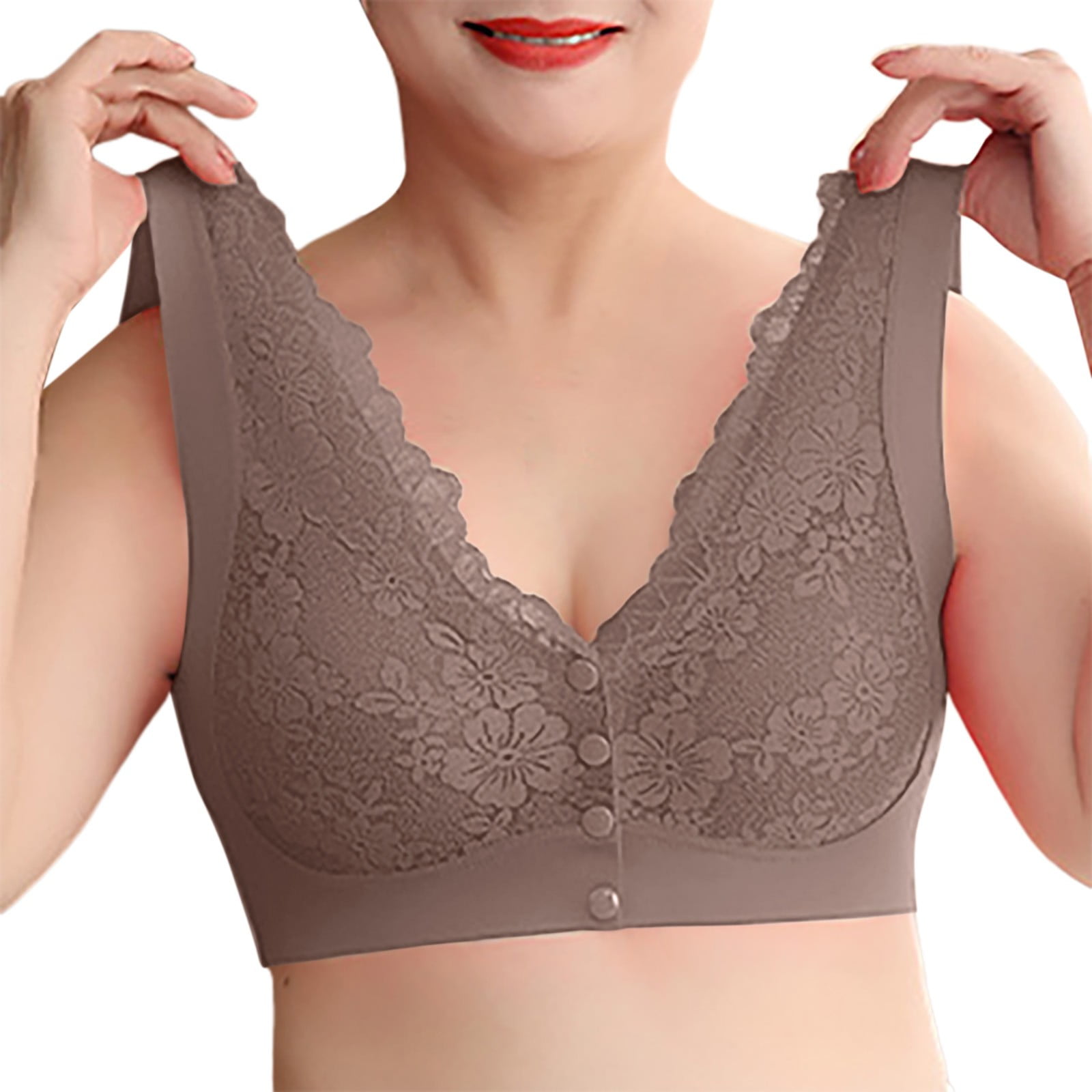 Hessimy Daisy Bra For Seniors Comfortable Front Closure Button Bra