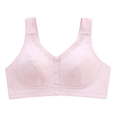 TureClos Middle-aged Women Elderly Cotton Bra Wirefree Front Close Plus ...