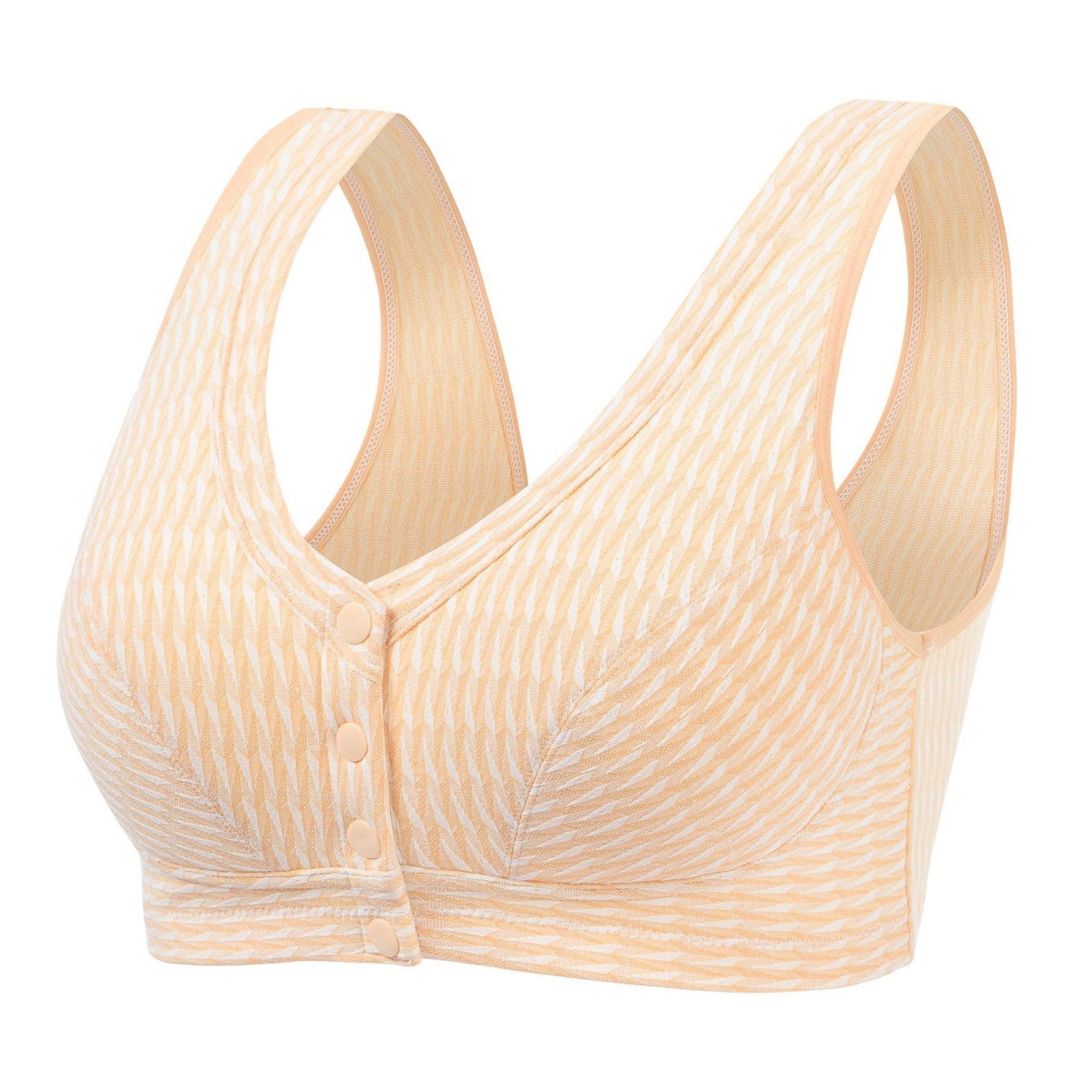 Hessimy Daisy Bras For Older Women Front Closure Convenient Snap Button Cotton Bras No Underwire