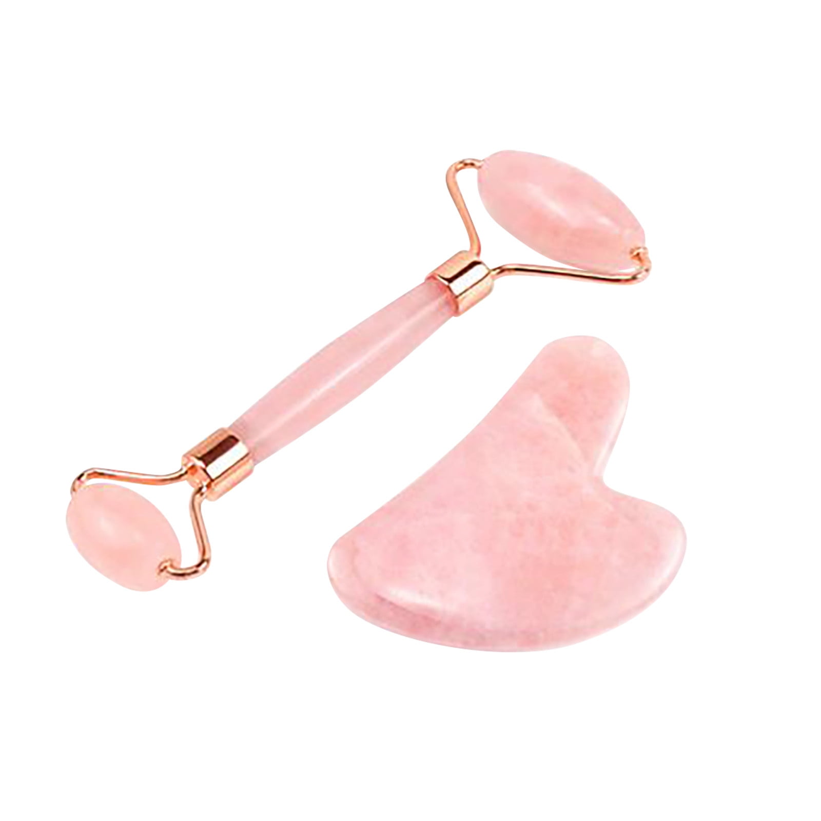 Hessimy Facial Tools, Rose Quartz Facial Derma Roller & Gua Sha Tool ...