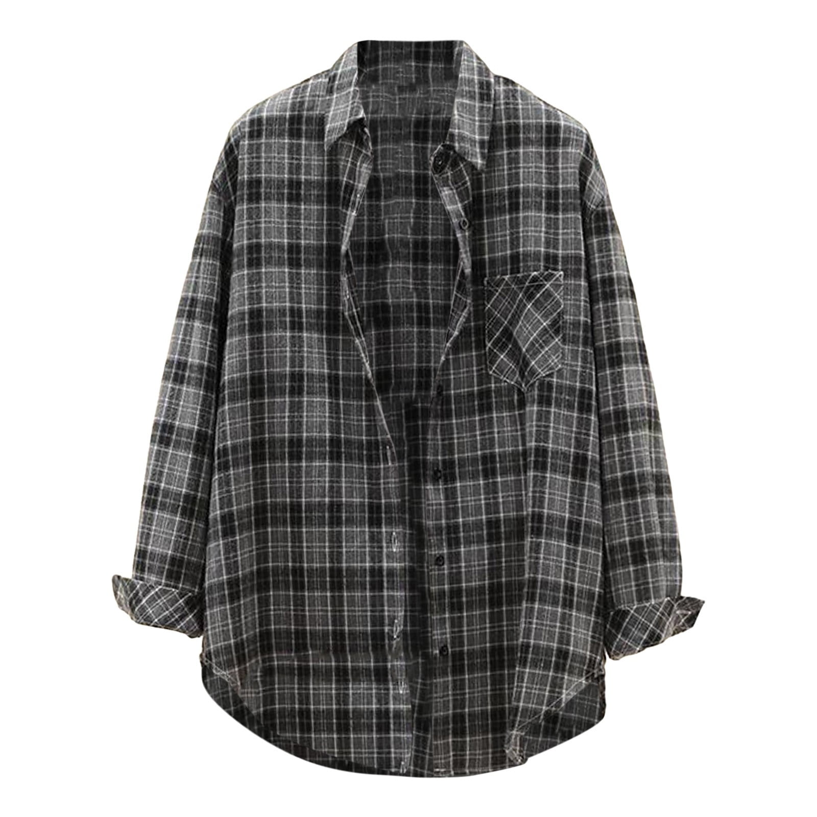 Hessimy Flannel Shirts for Women Plaid Jacket Long Sleeve Button Down ...