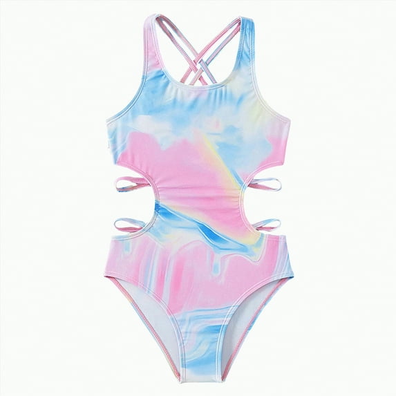 Hessimy Girl One Piece Swimsuit Cute Ruffle Bathing Suit Quick Dry ...