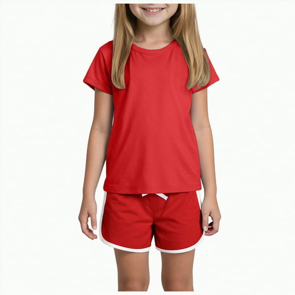 Hessimy Girls 2 Piece Outfits Summer Clothes Short Sleeve Tops and ...