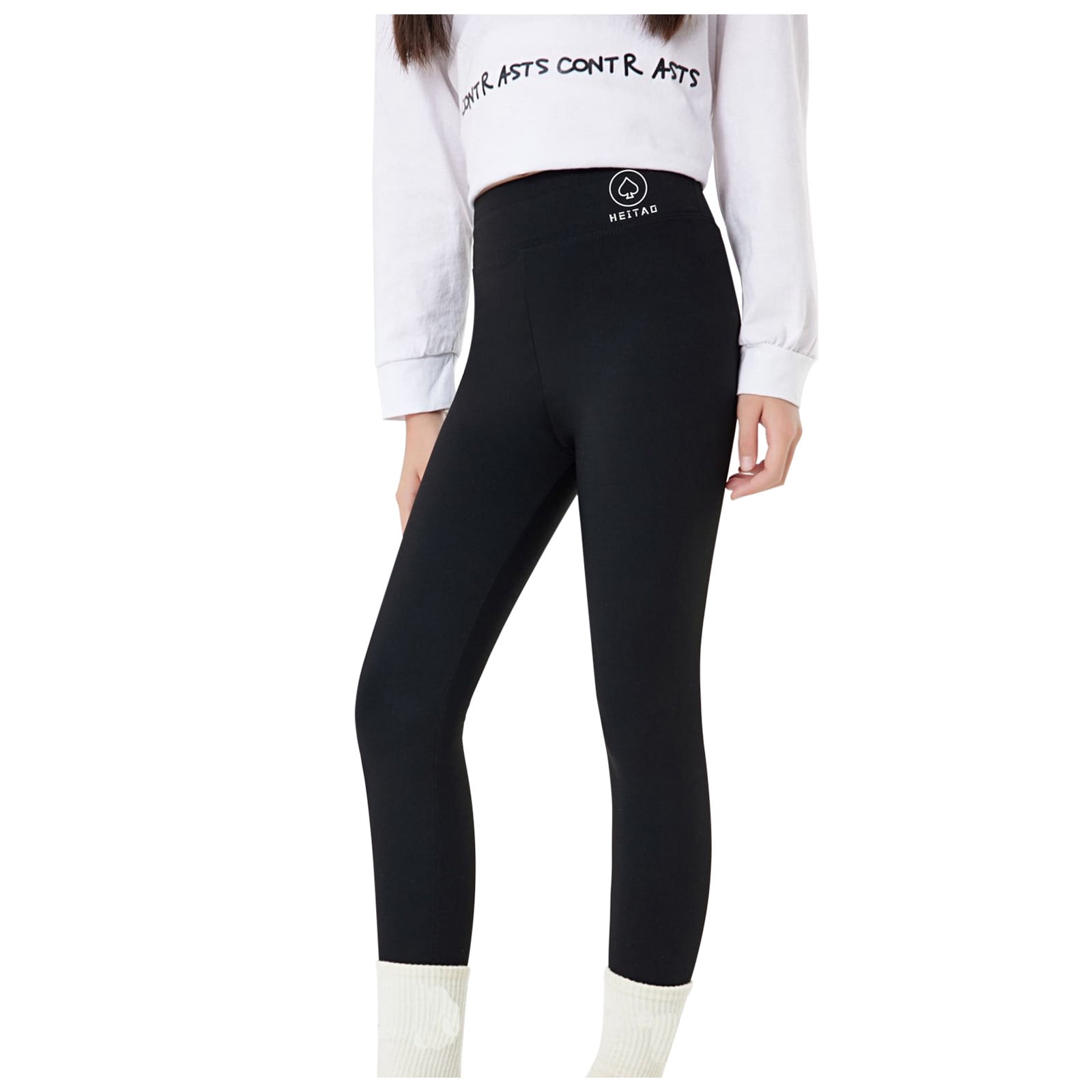 Hessimy Girls Lined Leggings High Waisted Yoga Pants with Pockets ...