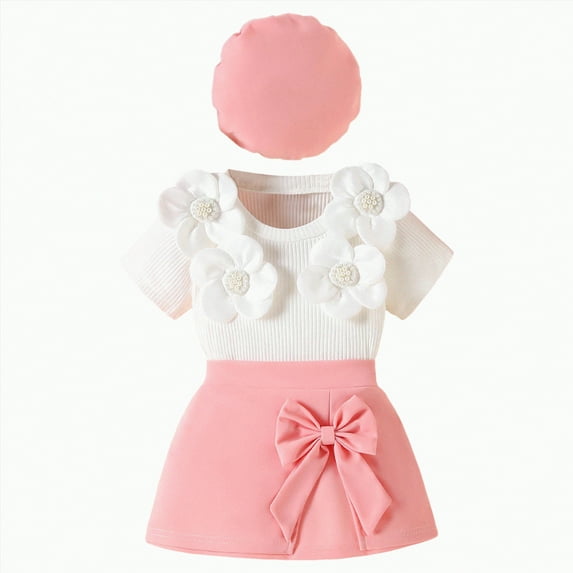 Hessimy Girls 2 Piece Summer Outfits Short Sleeve Cotton T-Shirts and ...