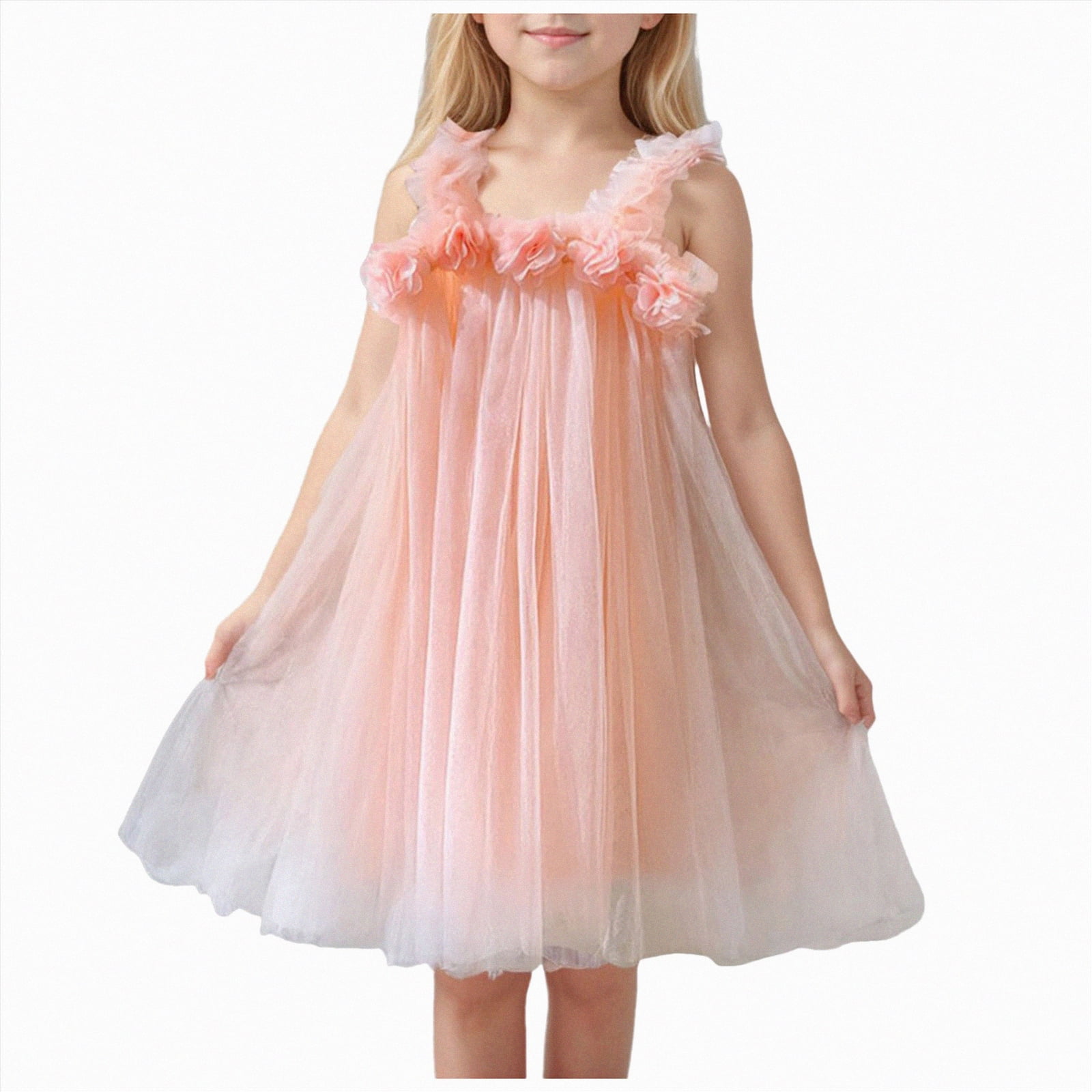 Hessimy Girls Back to School Sleeveless Ruffle Sundress Outfit,casual ...