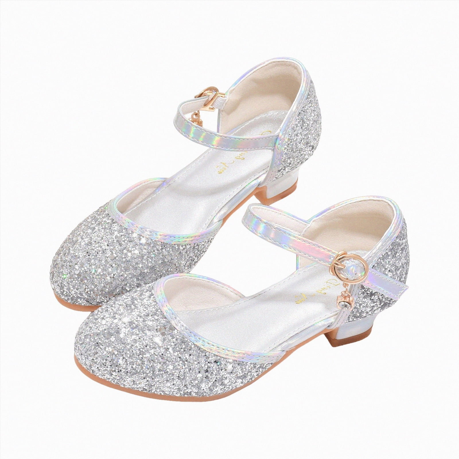 Hessimy Girls Dress Shoes Mary Jane Wedding Party Shoes Glitter ...