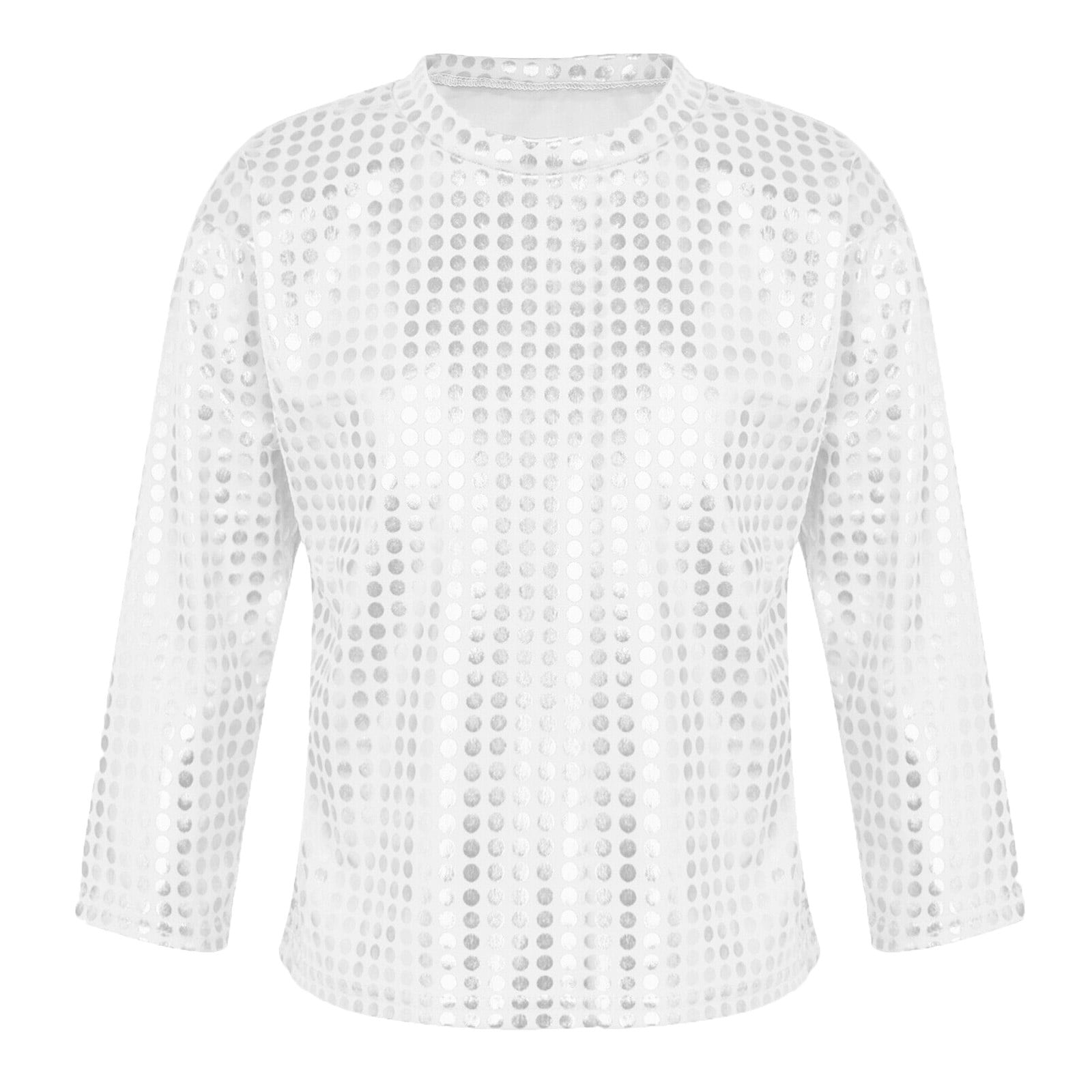 Hessimy Girls Long Sleeve Shirts Chiffon Blouses Swiss Dot Frill Neck ...