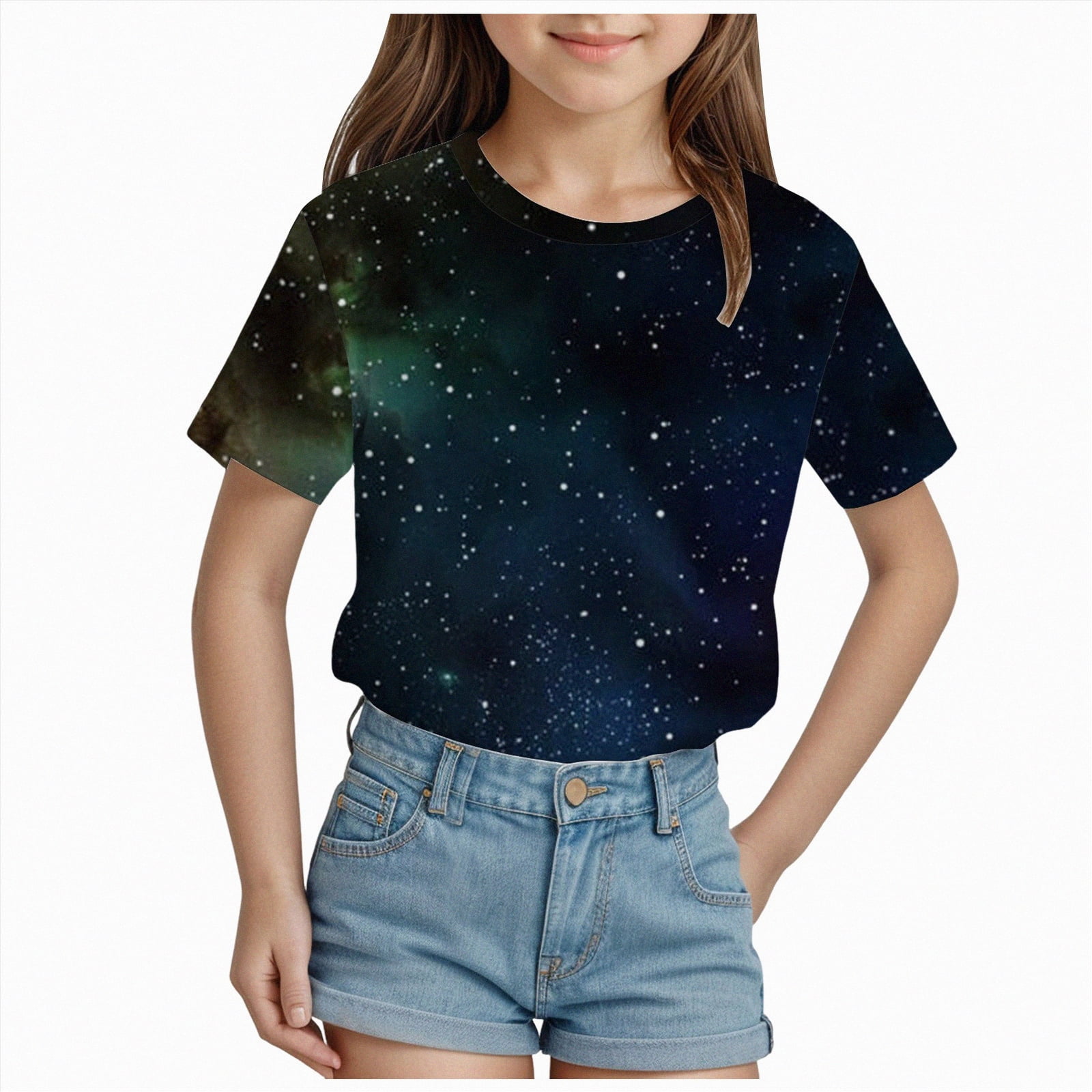 Hessimy Girls’ Short Sleeve T-Shirts,Solid Color Soft Cotton Tees for ...