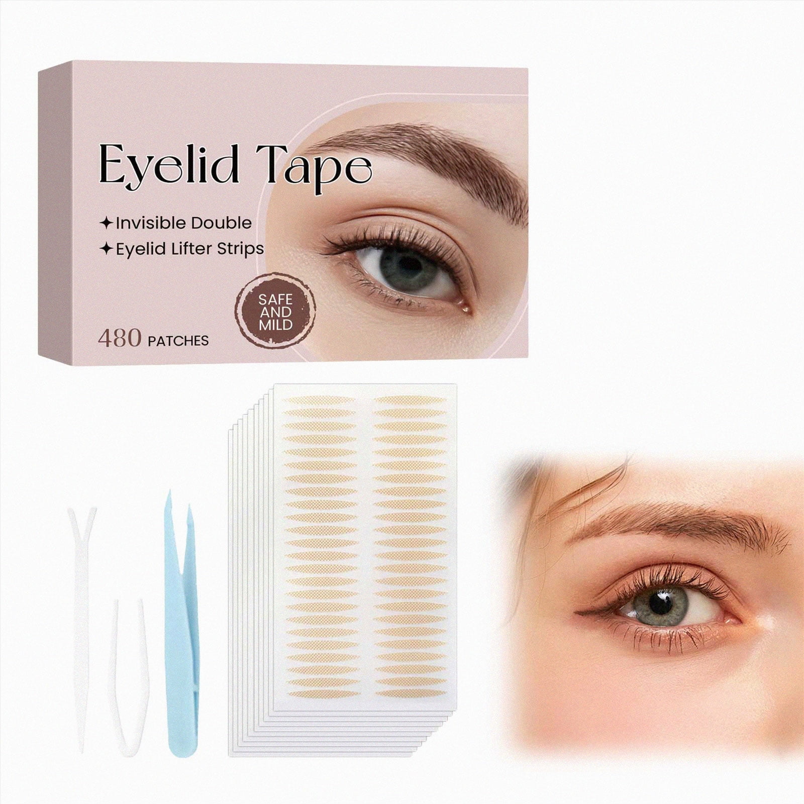 Hessimy Invisible Eyelid Tape, 1x480 Pcs Eyelid Lifter Strips, Double ...
