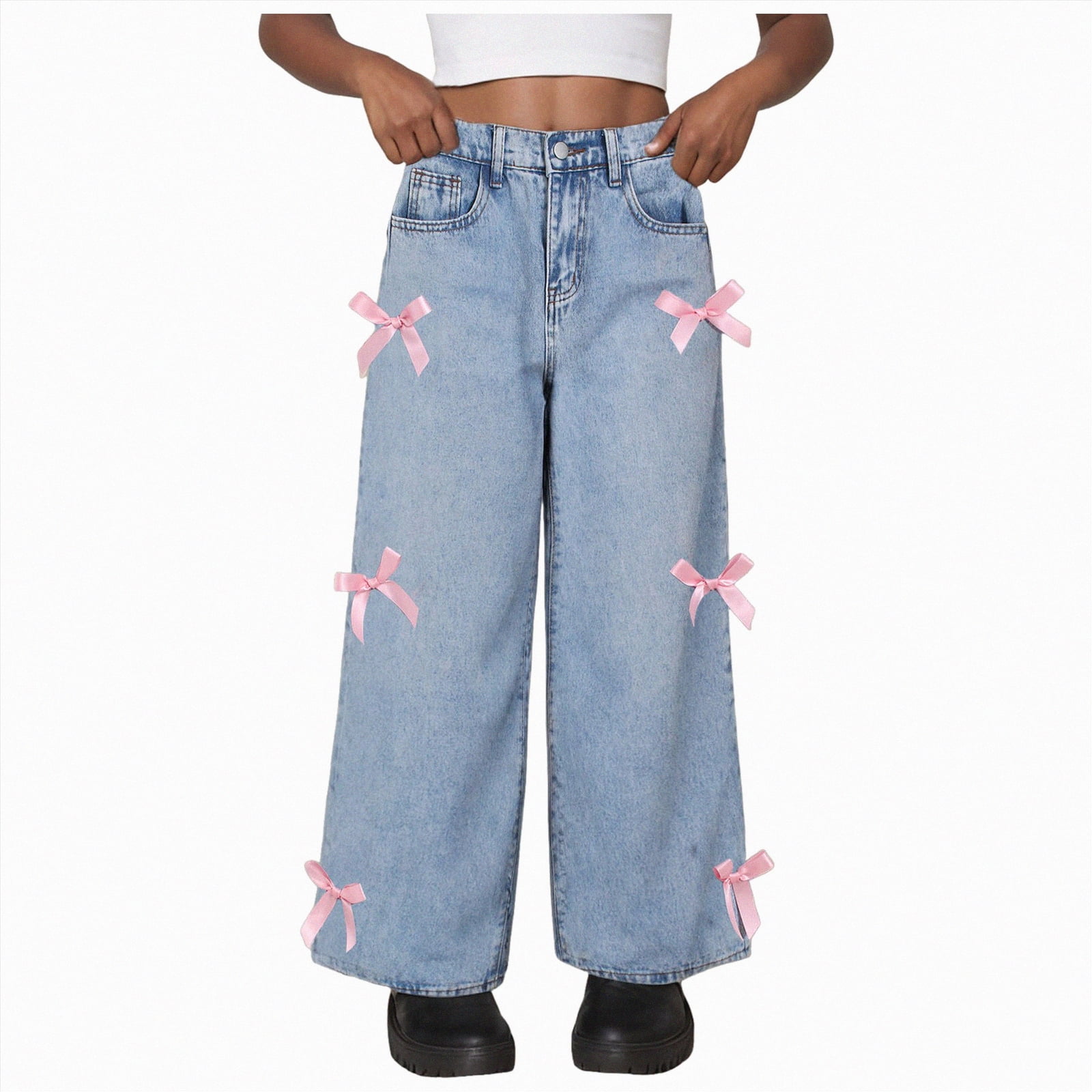 Hessimy Little Girl Loose Fit Baggy Bow Pants Teen Girls Trendy ...