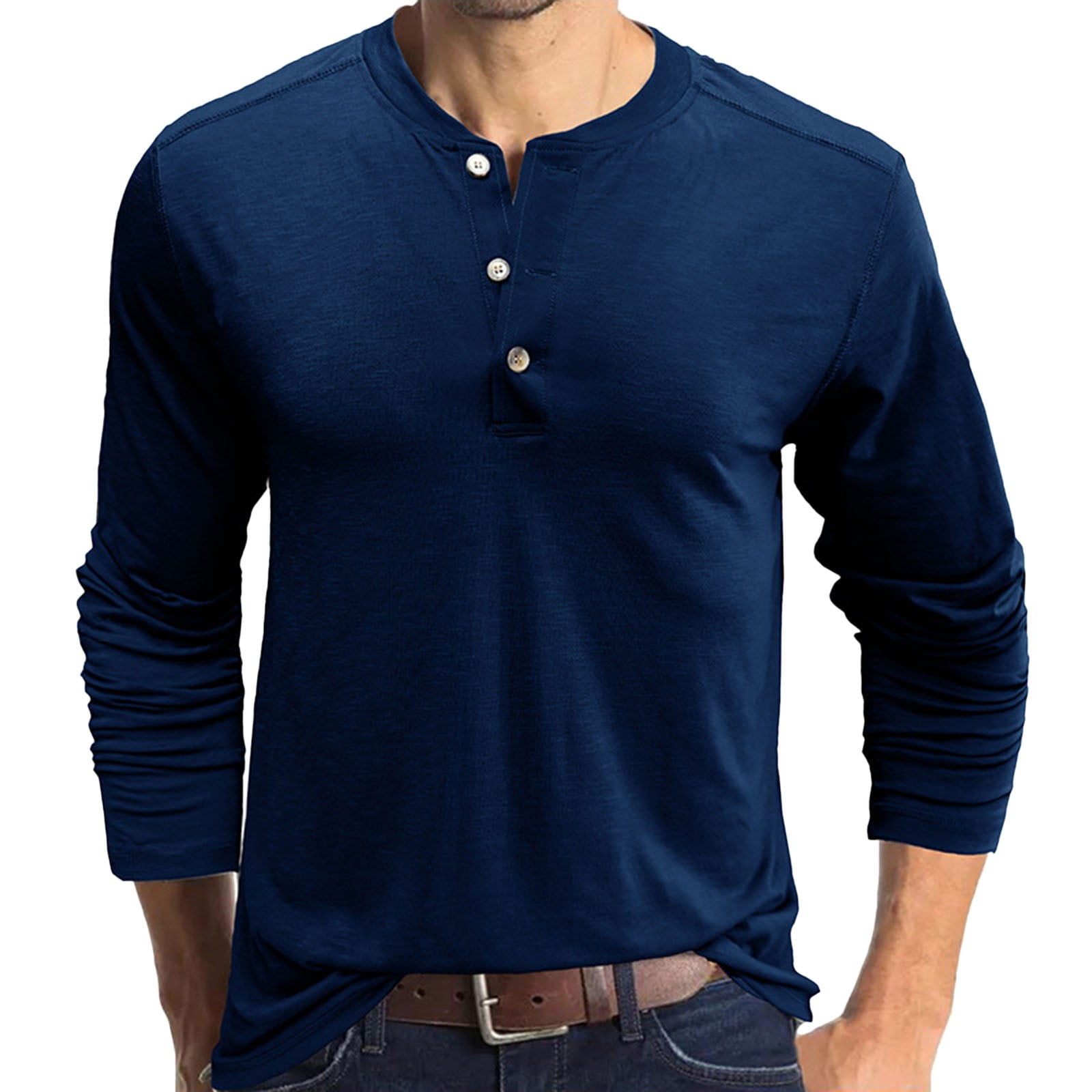Hessimy Long Sleeve Henley Shirts for Men - Stylish Casual Fashion Full Sleeves Raglan Mens ...