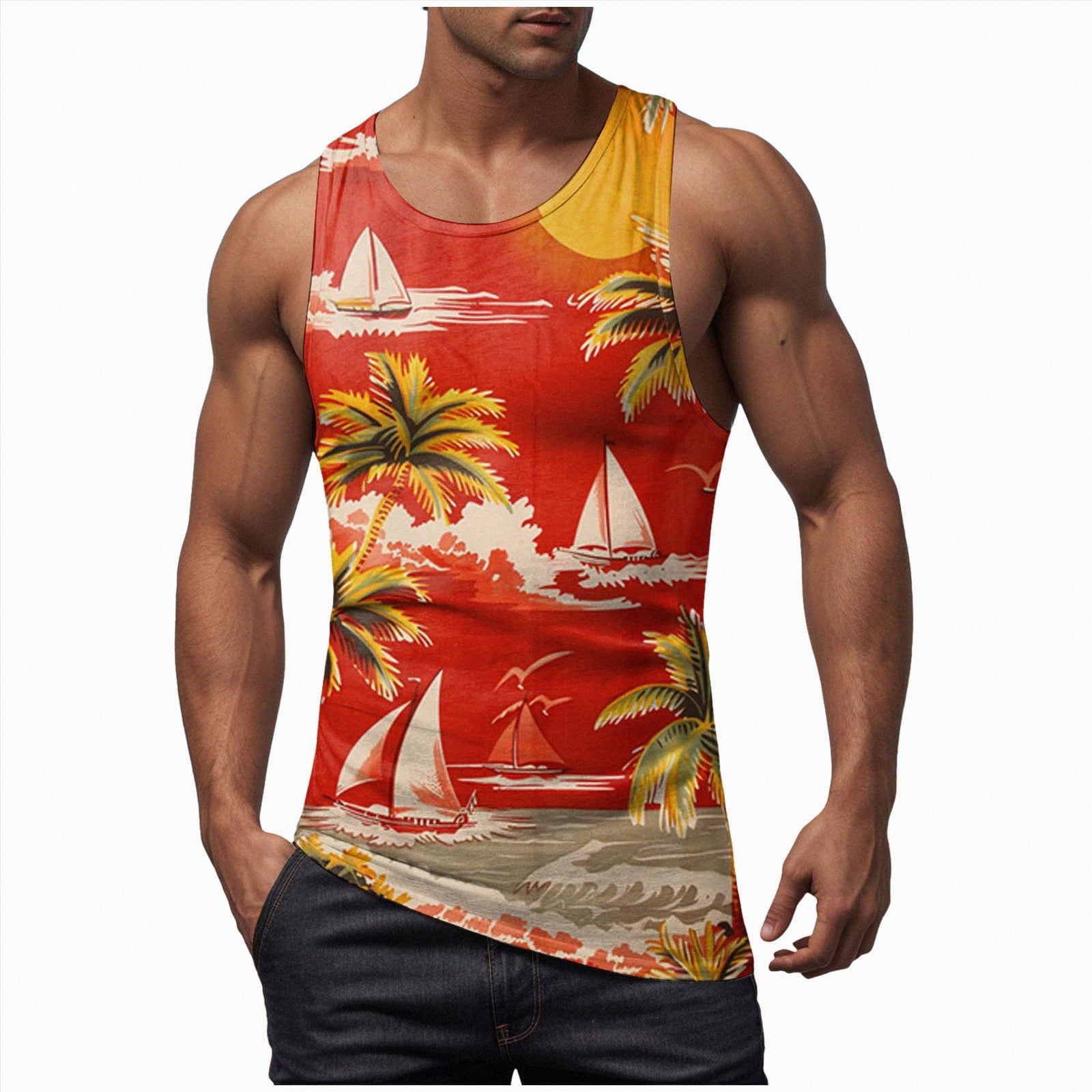 Hessimy Men's Muscle Tank, Classic Graphic Muscle Tee, Sleeveless T ...