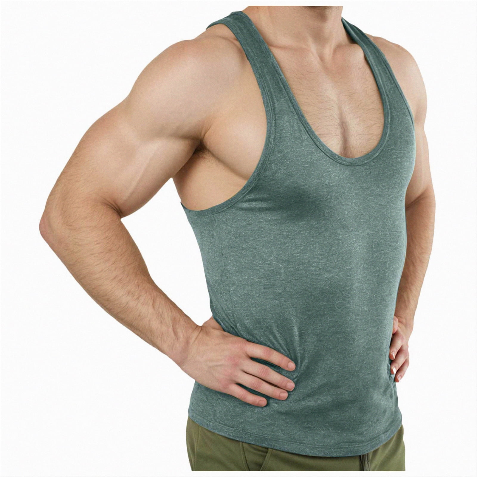 Hessimy Men's Quick Dry Stretch Active Sleeveless Tank Top Workout ...