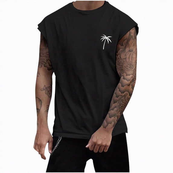 Hessimy Men's Tank Top Cotton Workout Sleeveless Muscle T Shirts Casual ...