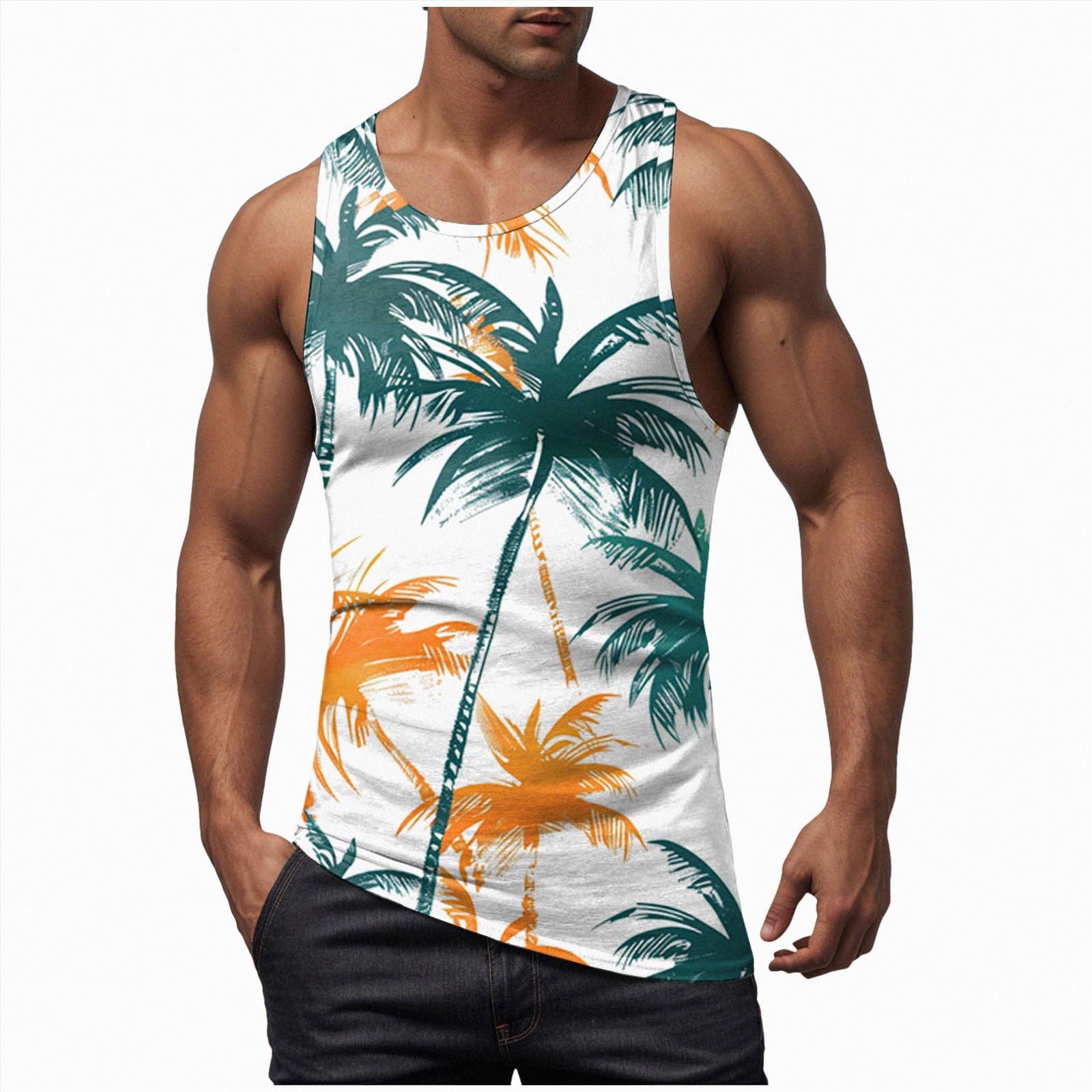 Hessimy Men's Tank Tops Cotton Performance Sleeveless Casual Classic T ...