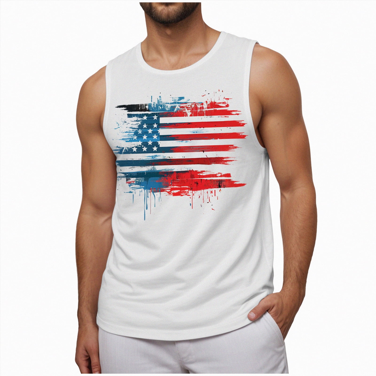 Hessimy Men's Tank Tops Gym Workout Shirt Y-Back Sleeveless Muscle ...
