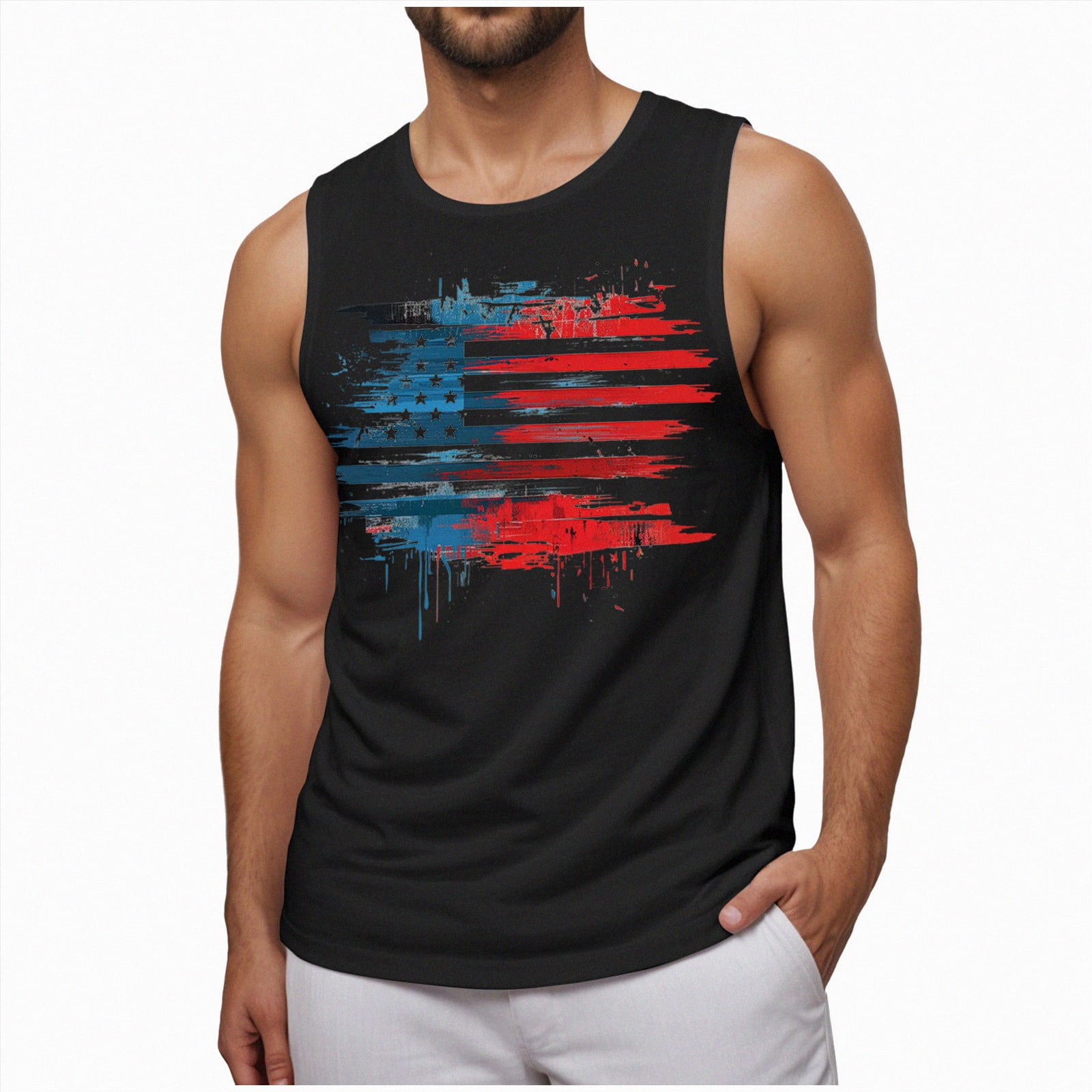 Hessimy Men's Tank Tops Gym Workout Shirt Y-Back Sleeveless Muscle ...