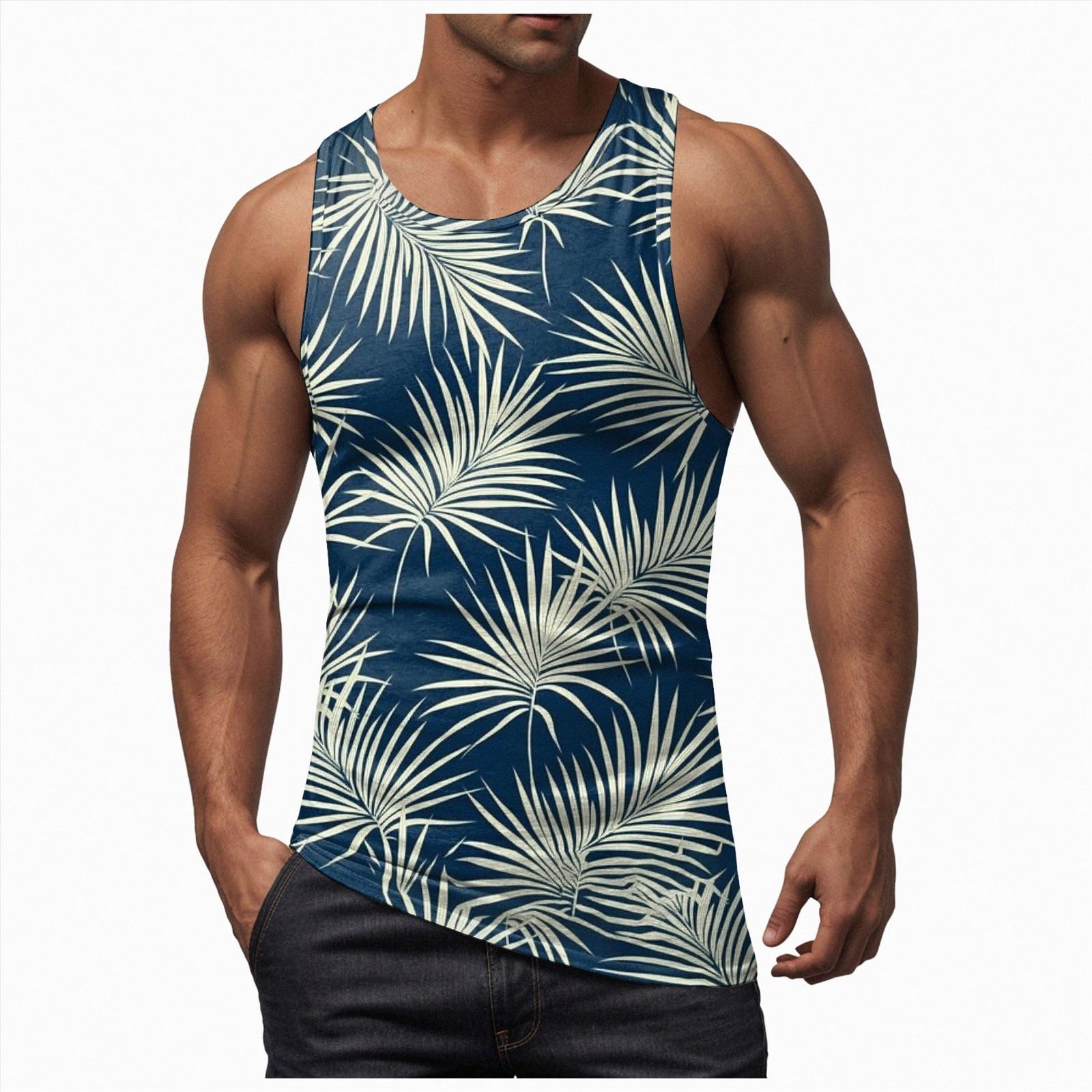 Hessimy Men's Workout Tank Tops Sleeveless UPF 50+ Summer Sun Shirts ...