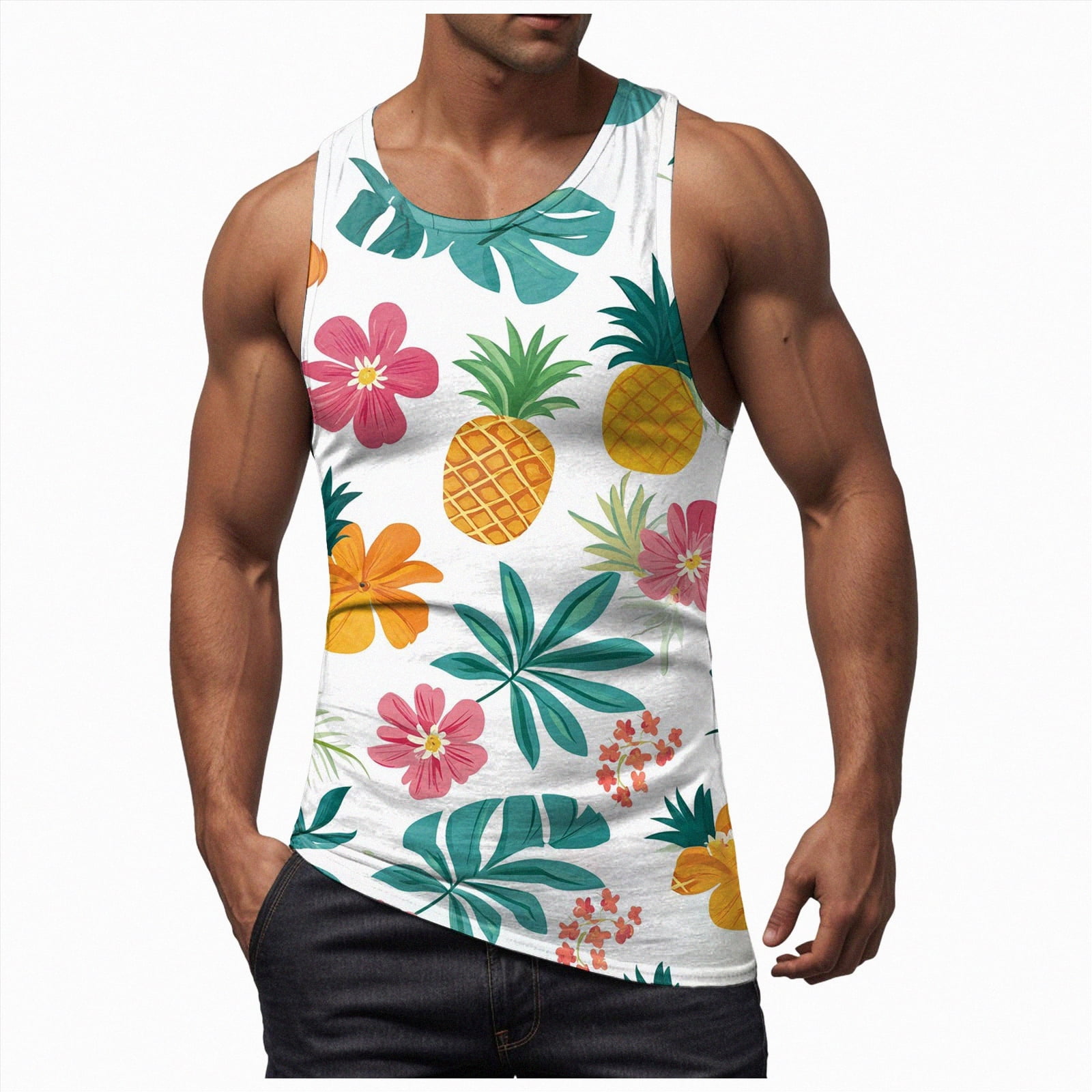 Hessimy Men's Workout Tank Tops Sleeveless UPF 50+ Summer Sun Shirts ...