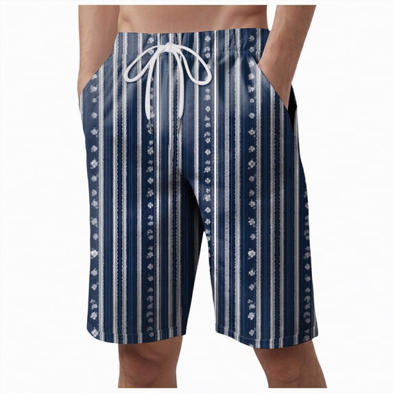 Hessimy Mens Casual Linen Shorts Elastic Waist Drawstring Summer Beach ...