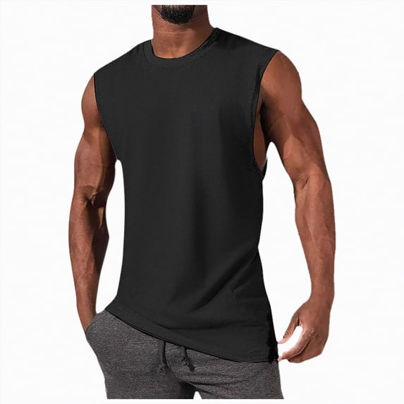 Hessimy Mens Casual Tank Tops Knit Crew Neck Sleeveless Shirts Summer ...