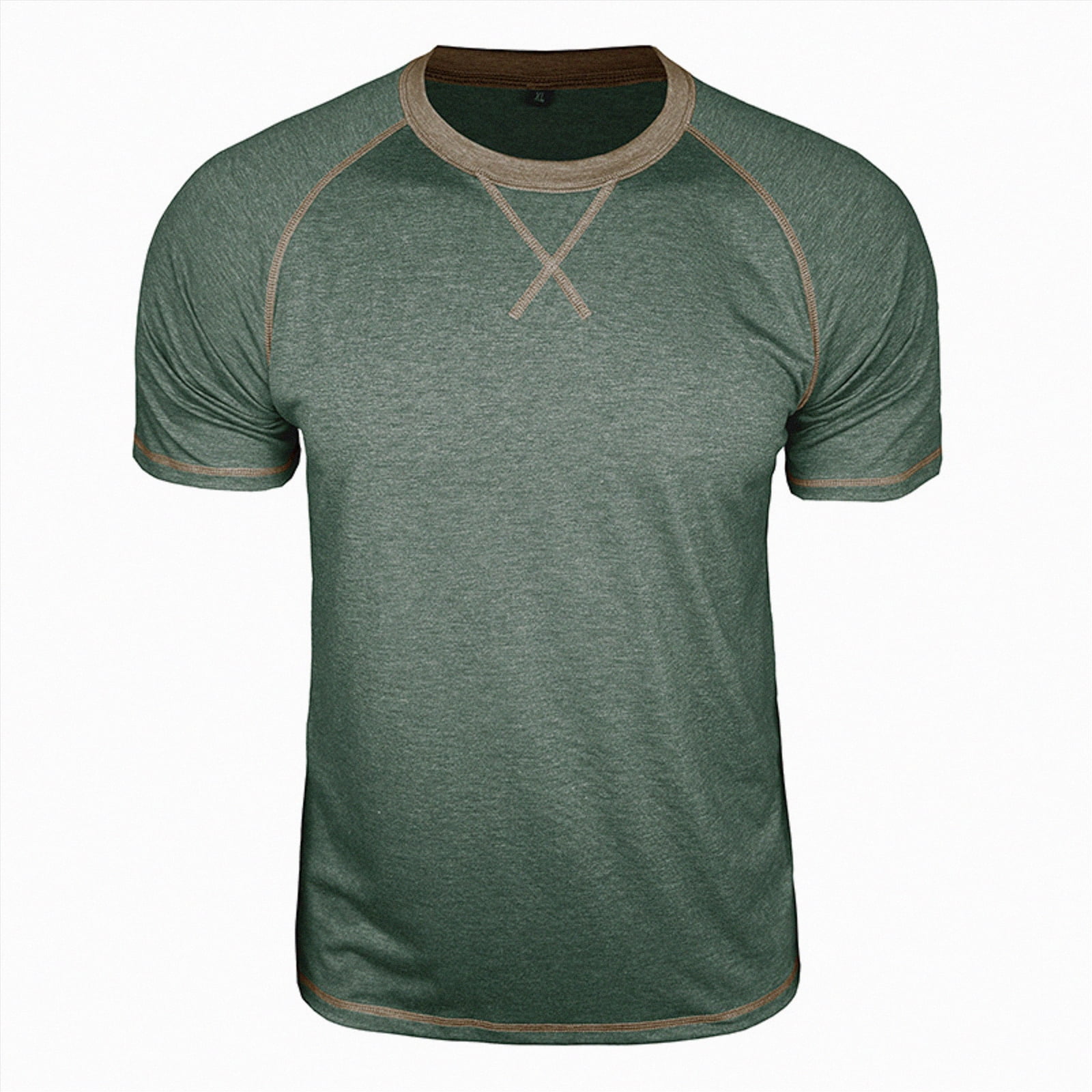 Hessimy Mens Embroidery Short Sleeve Crewneck T-Shirt,Standard Fit ...