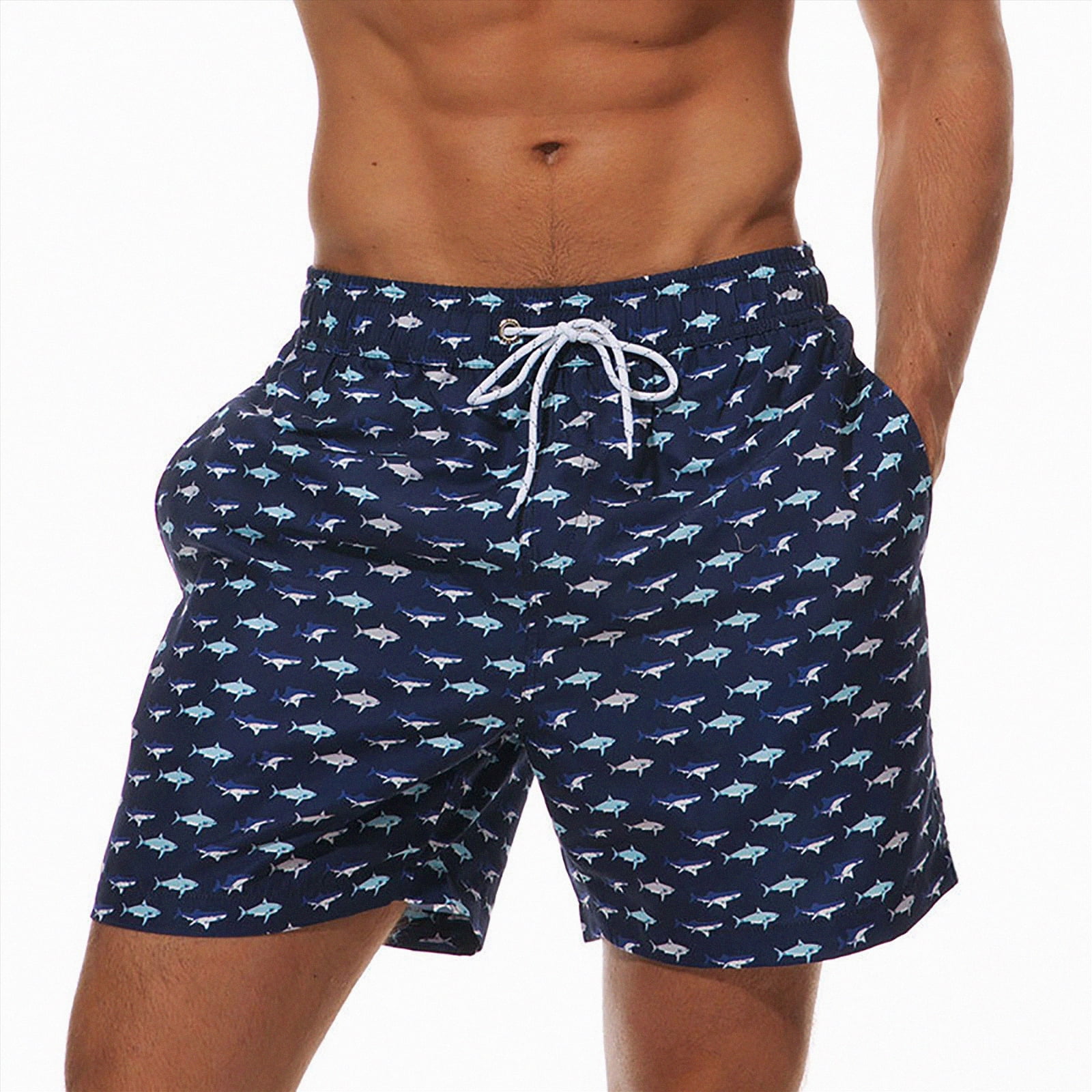 Hessimy Mens Swim Trunks Stretch Beach Shorts Quick Dry with Pockets No ...