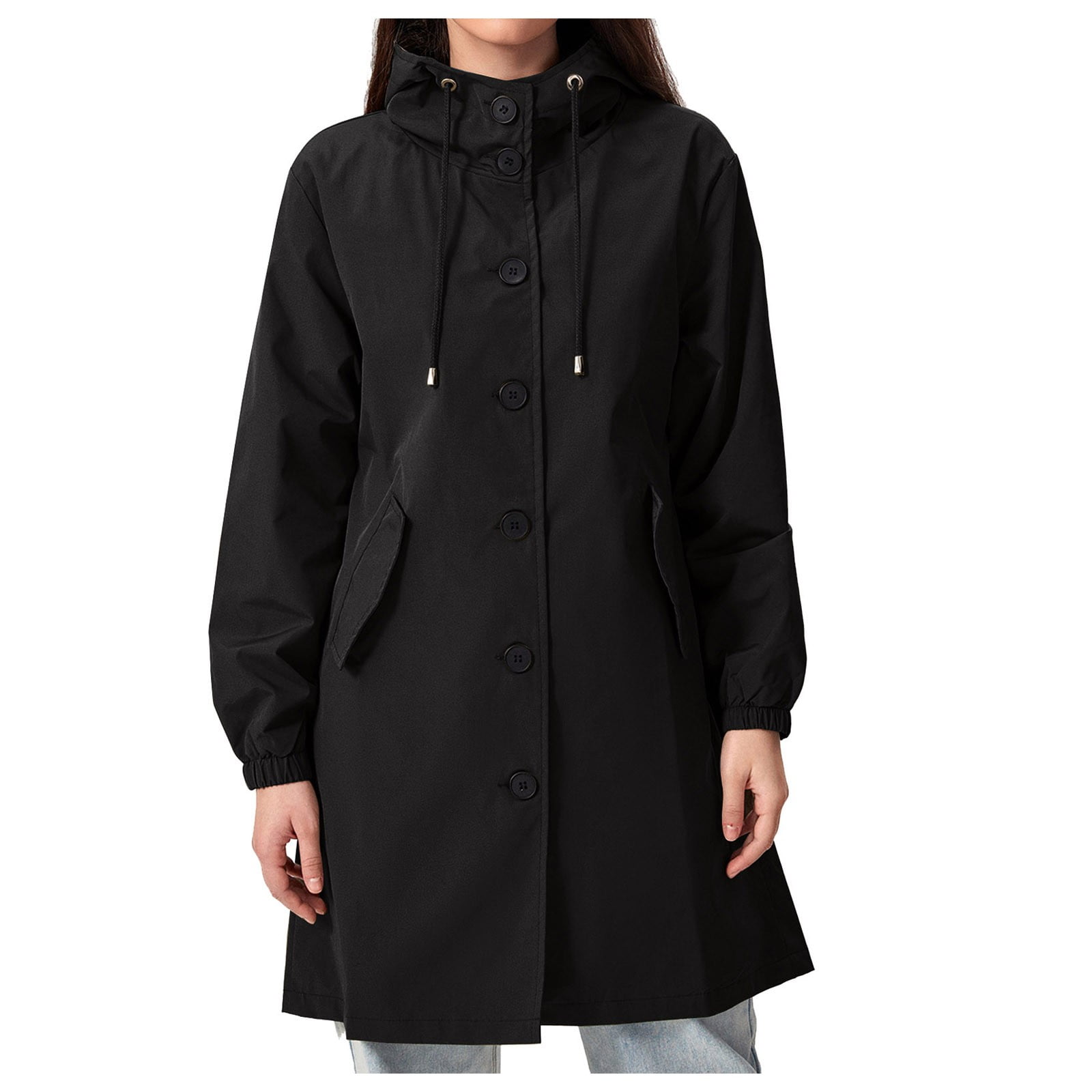 Hessimy Packable Rain Jacket Women Waterproof Long Rain Coat ...