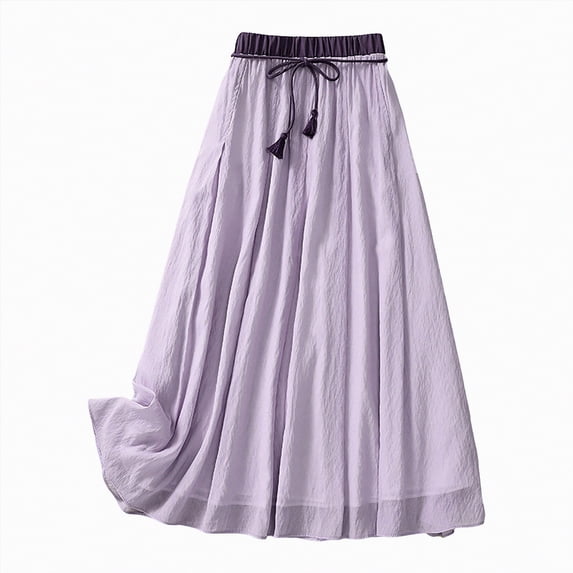 Hessimy Skirts for Womens 2026 Summer High Waist Drawstring Side Slit ...