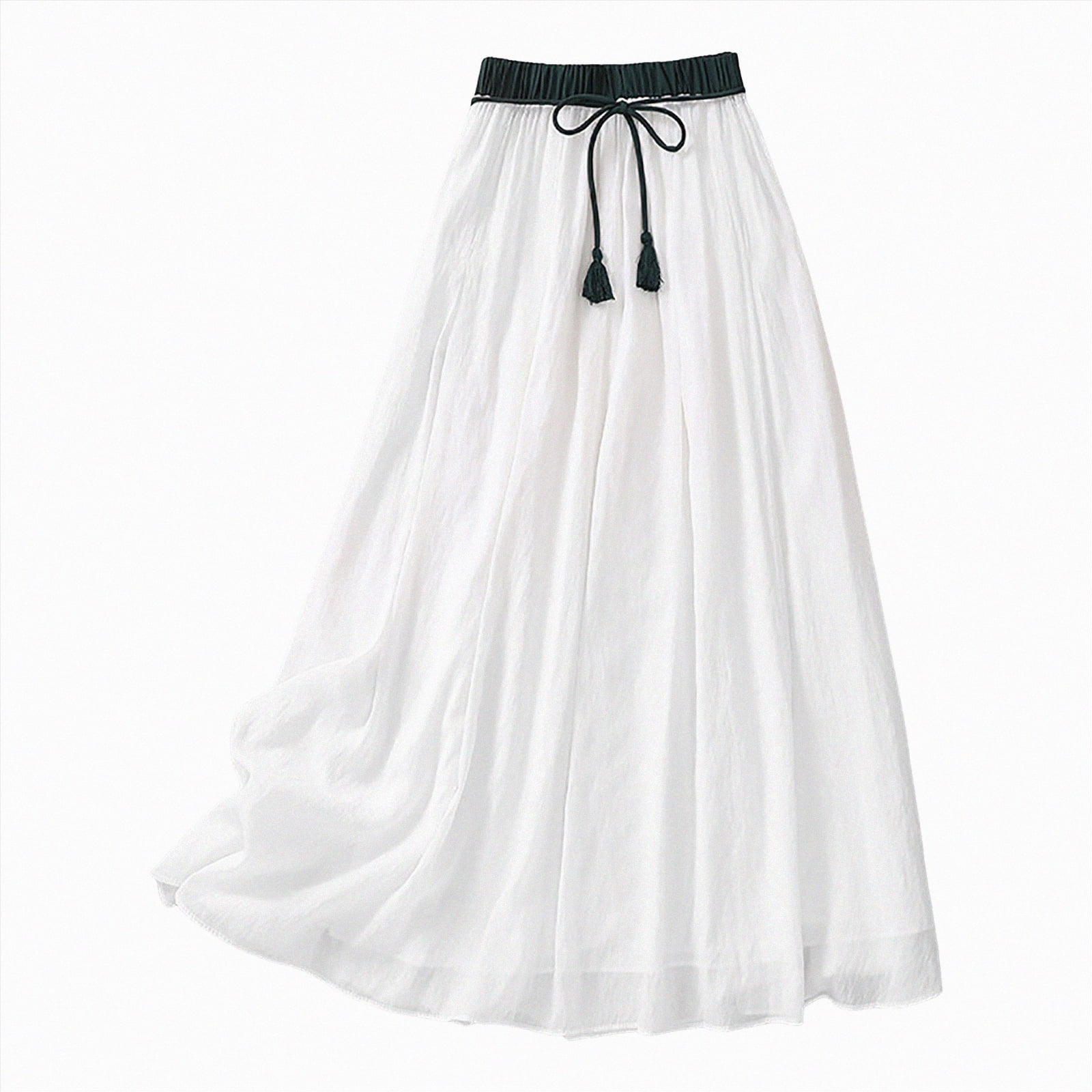 Hessimy Skirts for Womens 2026 Summer High Waist Drawstring Side Slit ...
